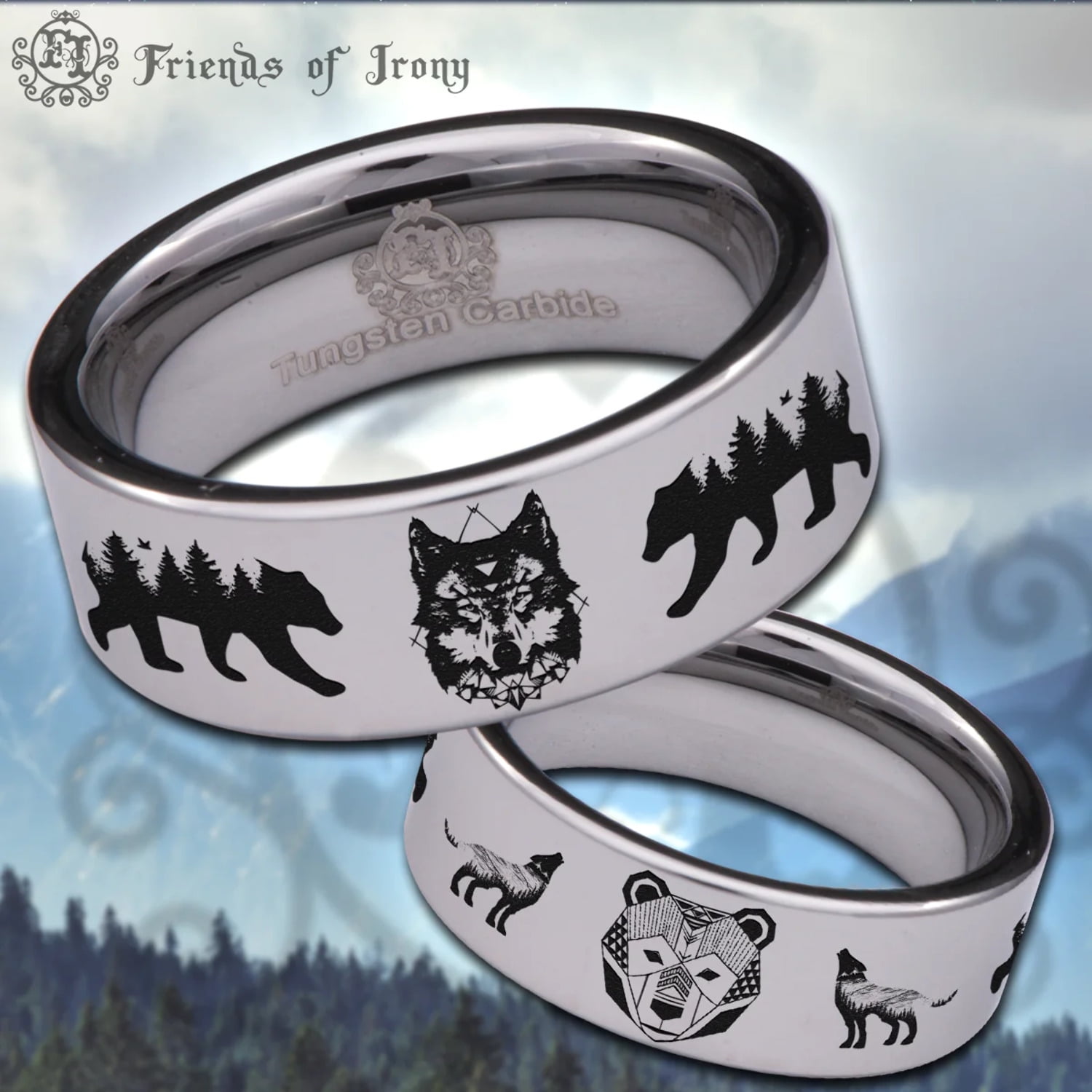 Wolf and Bear Tungsten Carbide Ring - Walmart.com