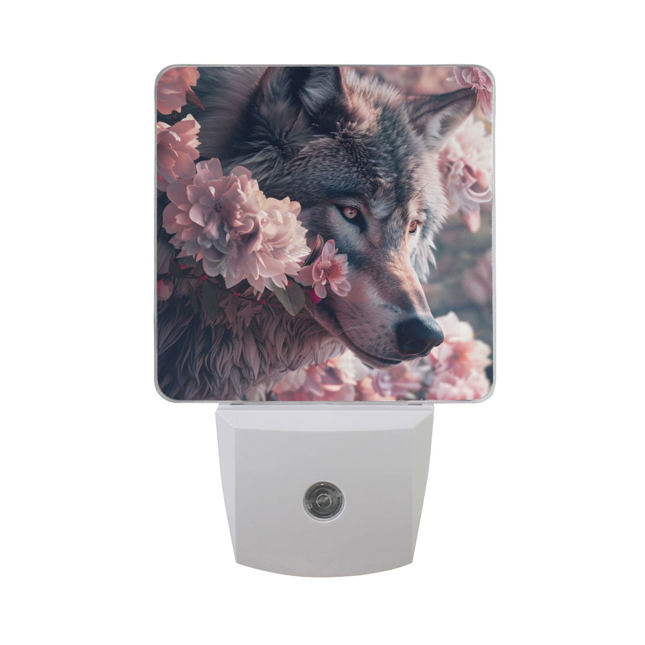 Wolf and Cherry Blossoms Night Light 2 Pack LED Nightlight Plug into ...