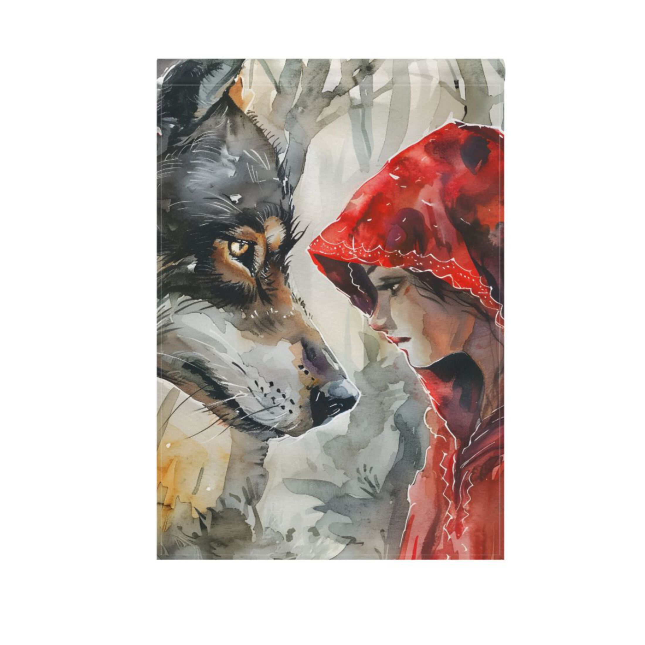 Wolf and Red Clothed Girl Garden Flag 12"x18" Double-Sided Yard Flags ...
