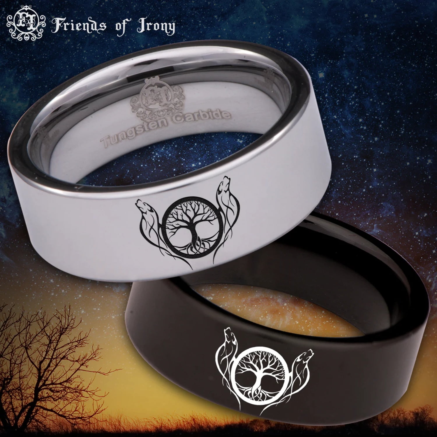 Wolf and Tree of Life Tungsten Carbide Ring - Walmart.com