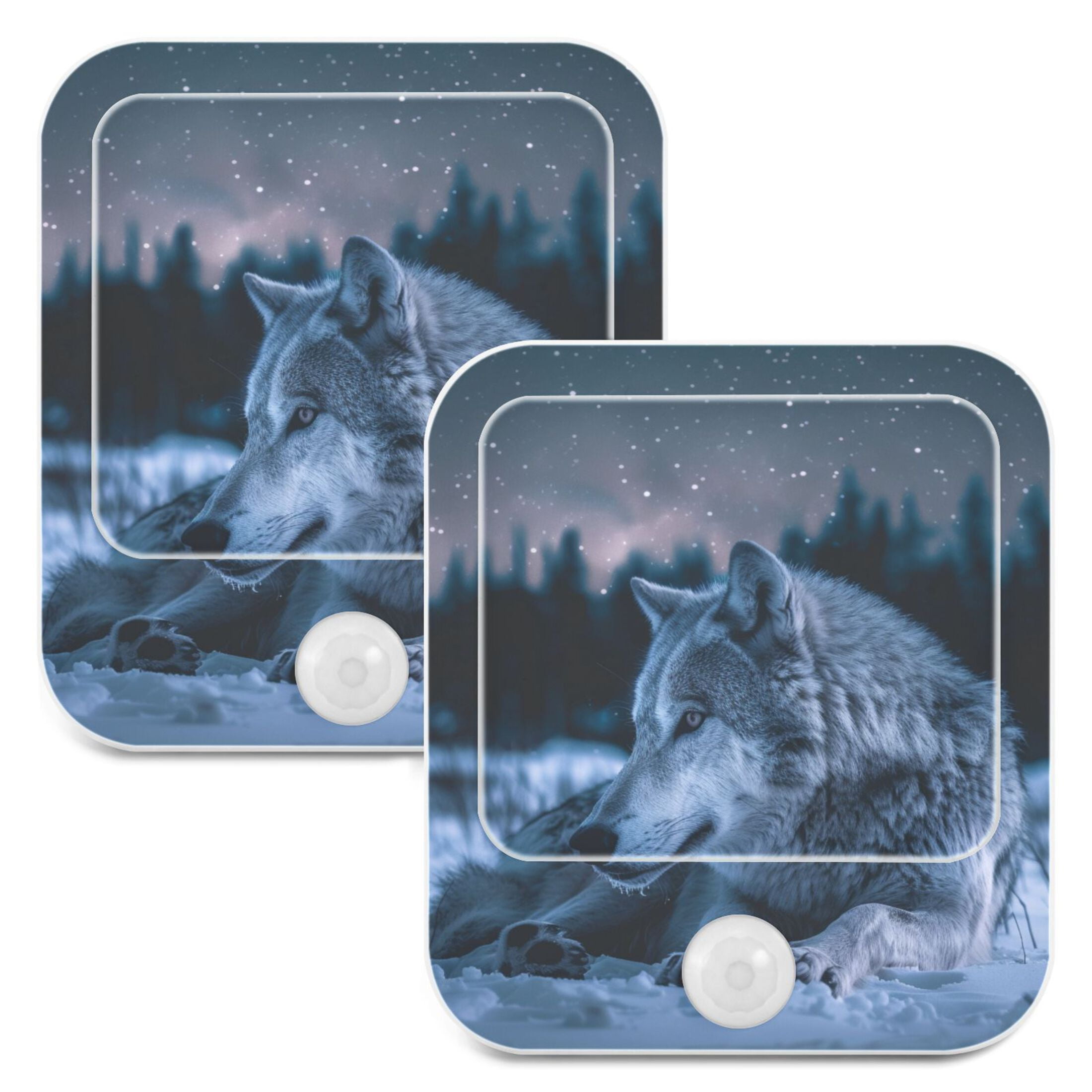 Wolf in Night Sky 2 Pack LED Motion Sensor Night Light Plug into Wall ...