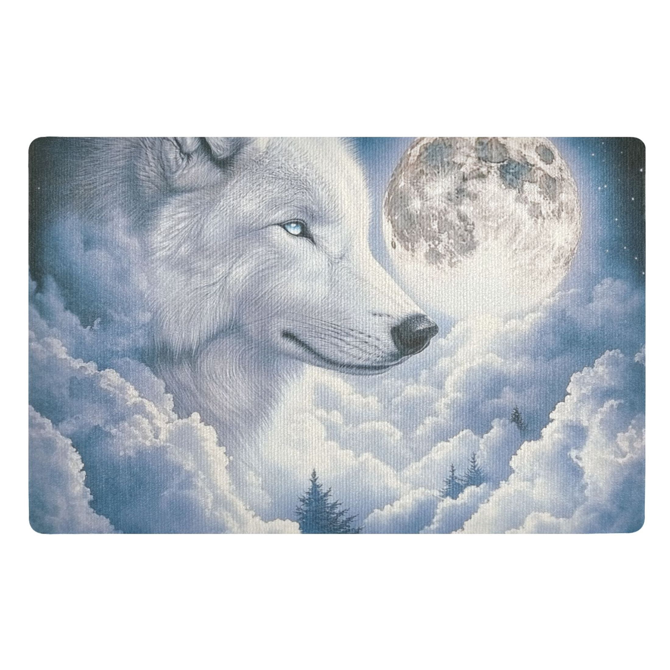 Wolf in Night Sky Floor Door Mat Outdoor Indoor for Home Entrance ...