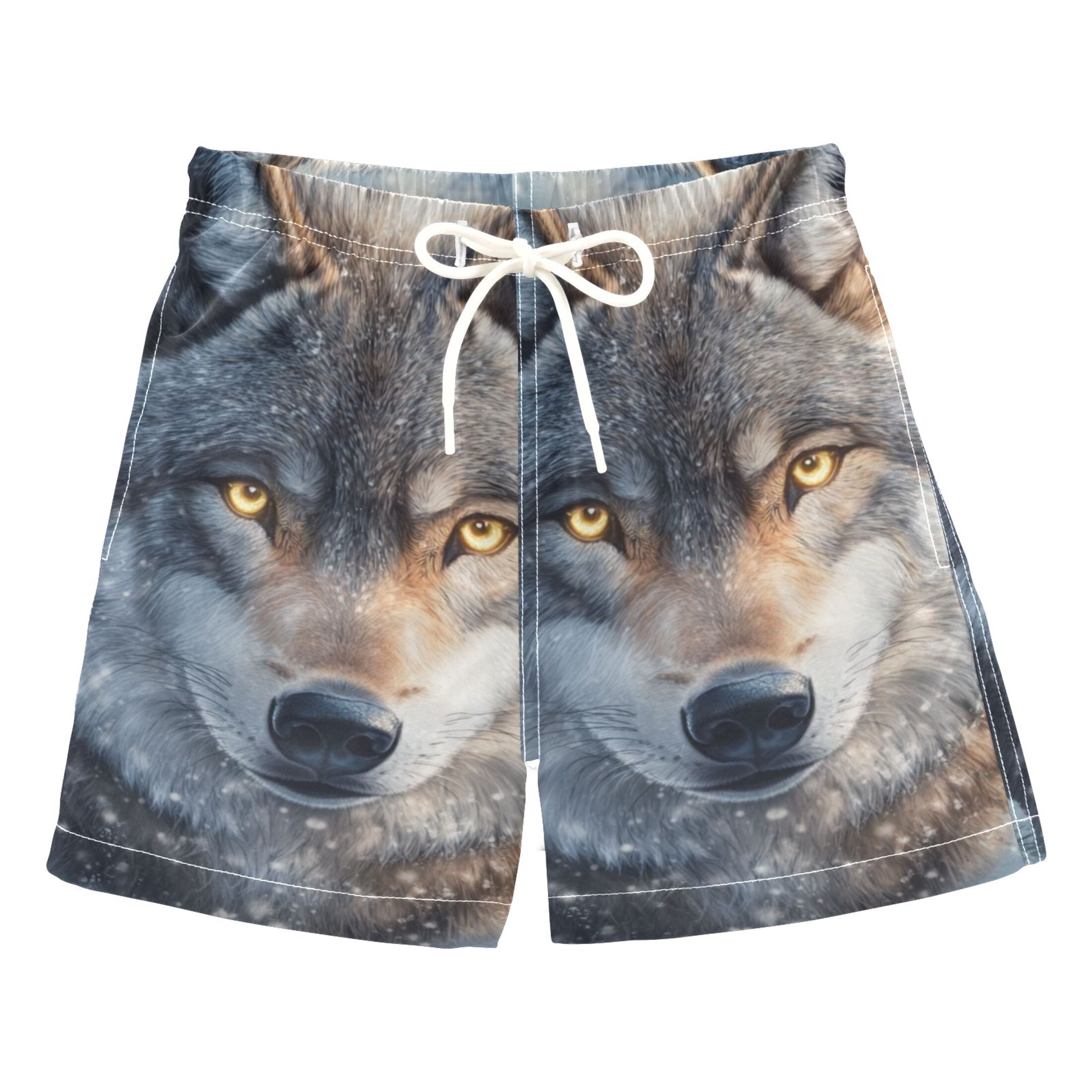 Wolf in Snow Boys' Swim Trunks Board Shorts Beach Pants Bathing Bottoms ...
