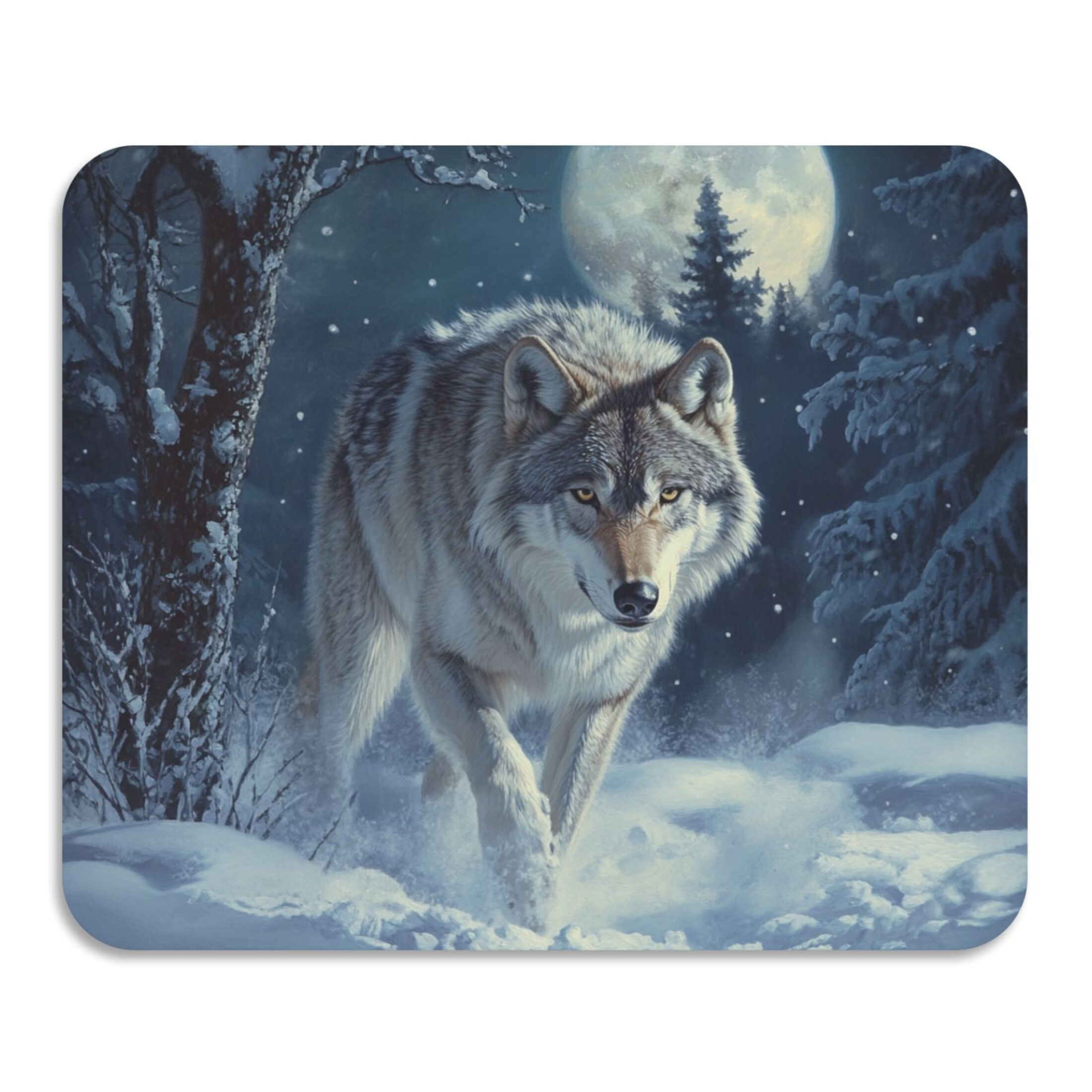 Wolf in Snow Trees Moonlight Diatomite Dish Drying Mat Drain Pad for ...