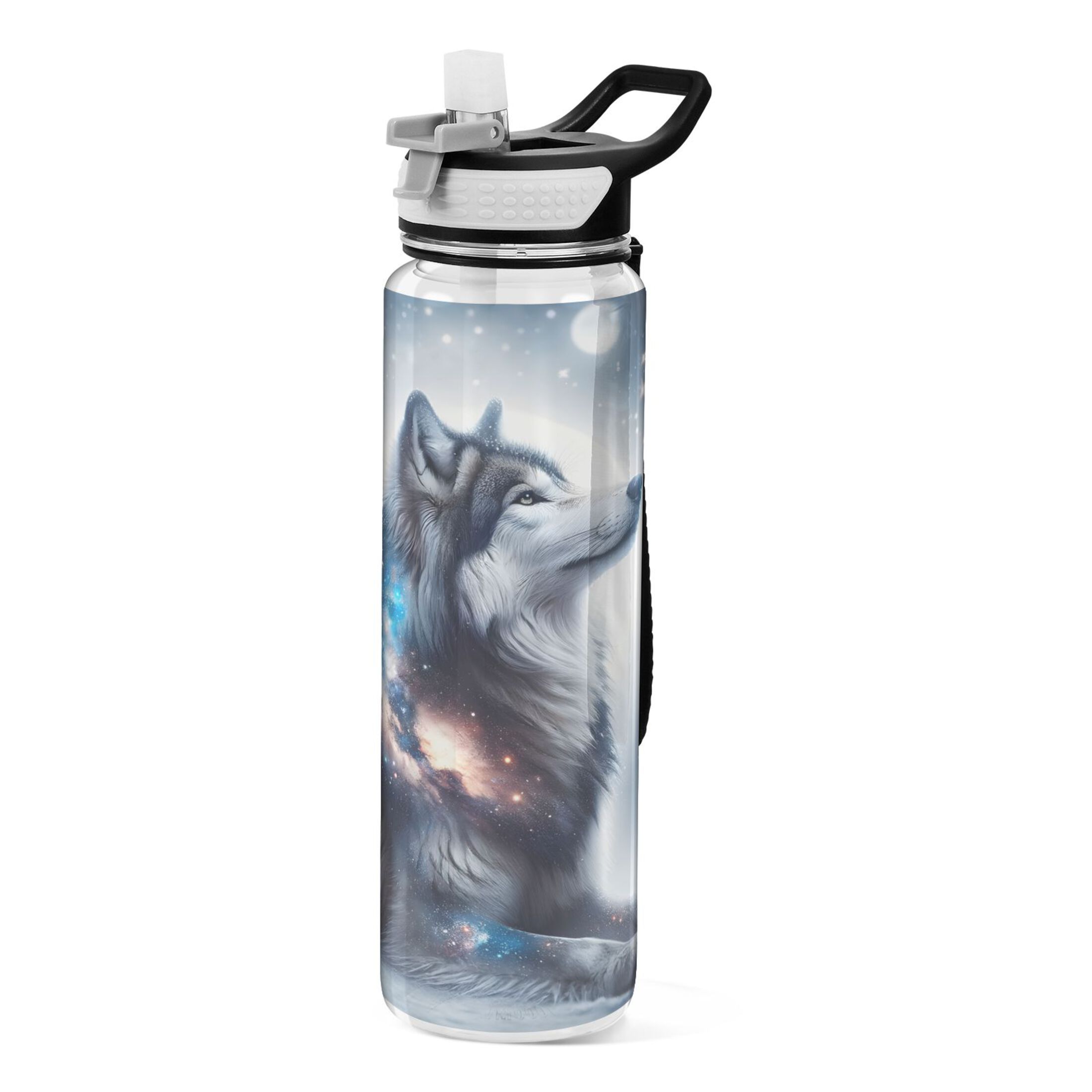 Wolf in Starry Sky 32oz Sports Water Bottles Leakproof Tritan Bottle ...