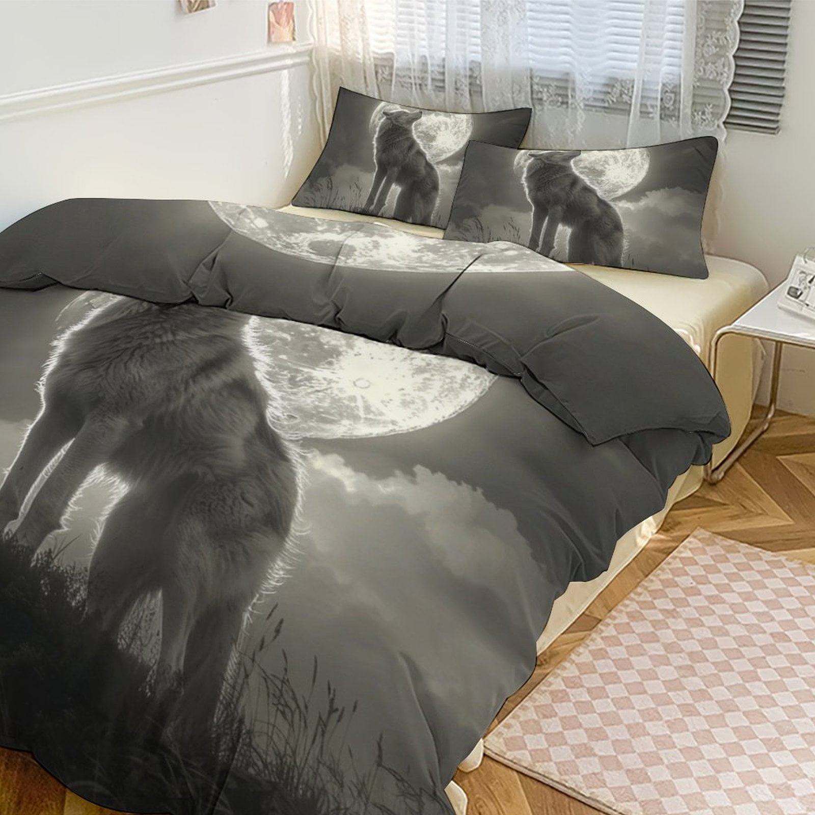 Wolf in The Dark Wind 3 Pcs Soft Bedding Set, Includes 1 Duvet Cover ...