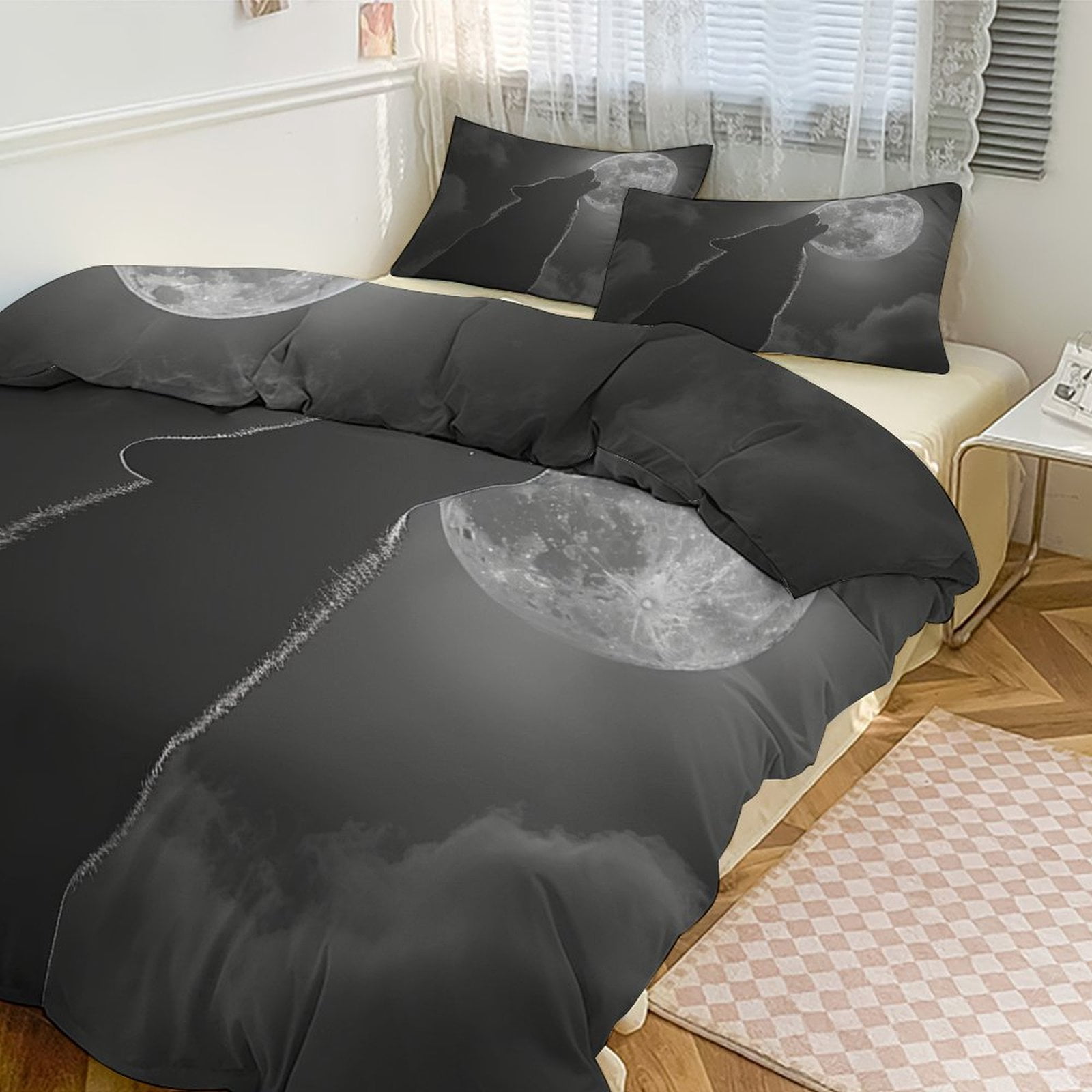 Wolf in The Dark Wind 3 Pcs Soft Bedding Set, Includes 1 Duvet Cover ...