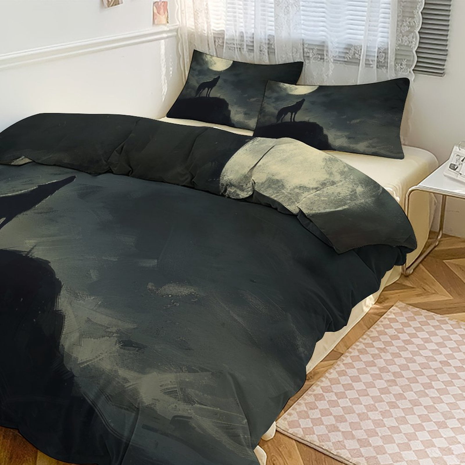 Wolf in The Dark Wind 3 Pcs Soft Bedding Set, Includes 1 Duvet Cover ...
