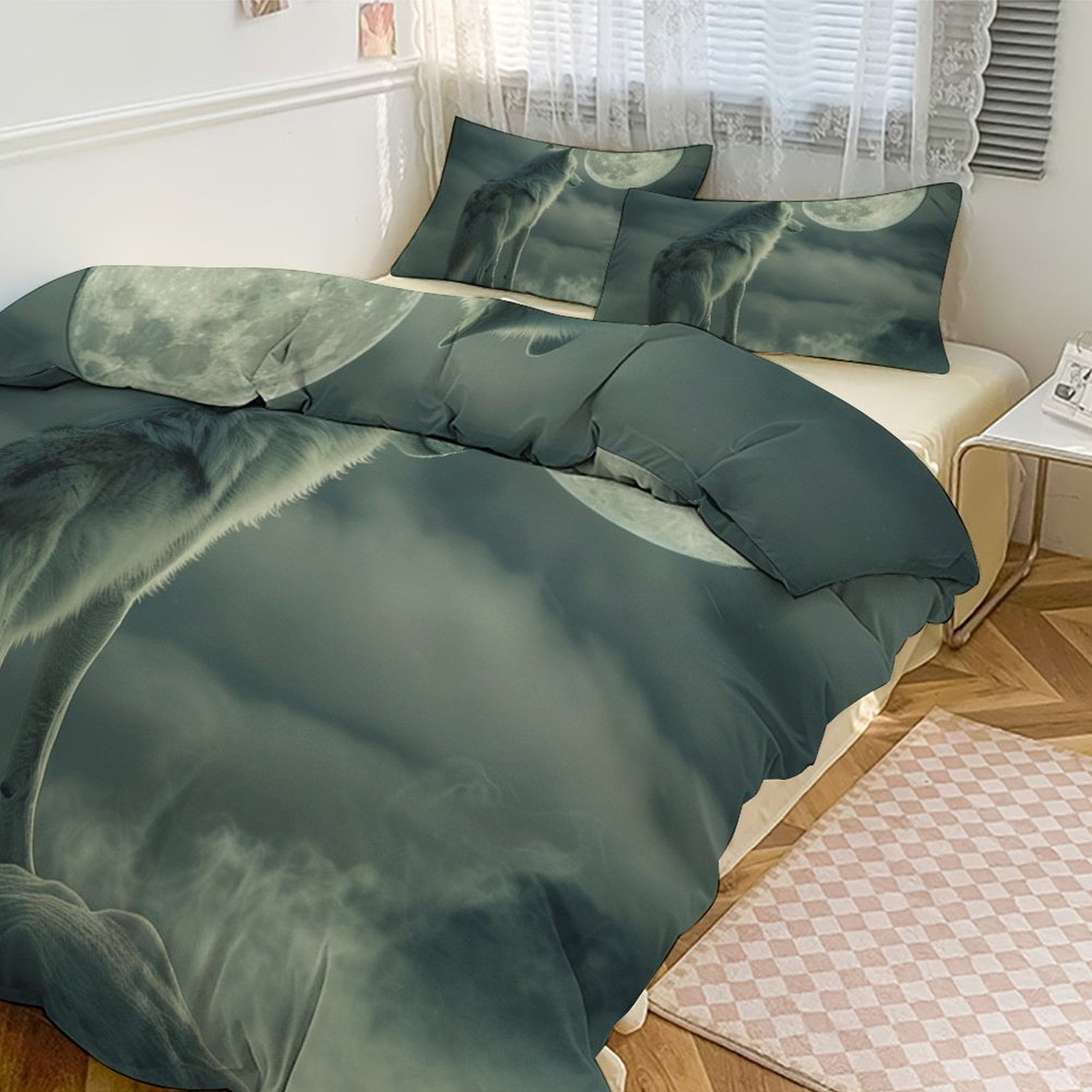 Wolf in The Dark Wind 3 Pcs Soft Bedding Set, Includes 1 Duvet Cover ...