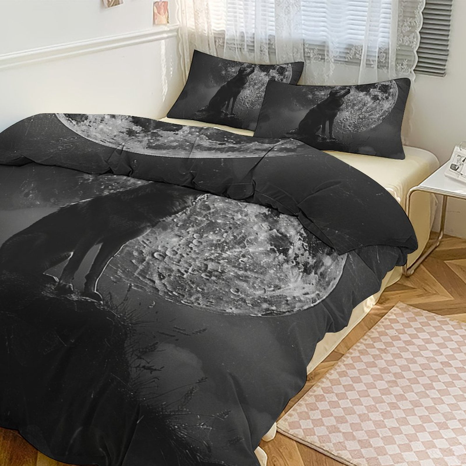 Wolf in The Dark Wind 3 Pcs Soft Bedding Set, Includes 1 Duvet Cover ...