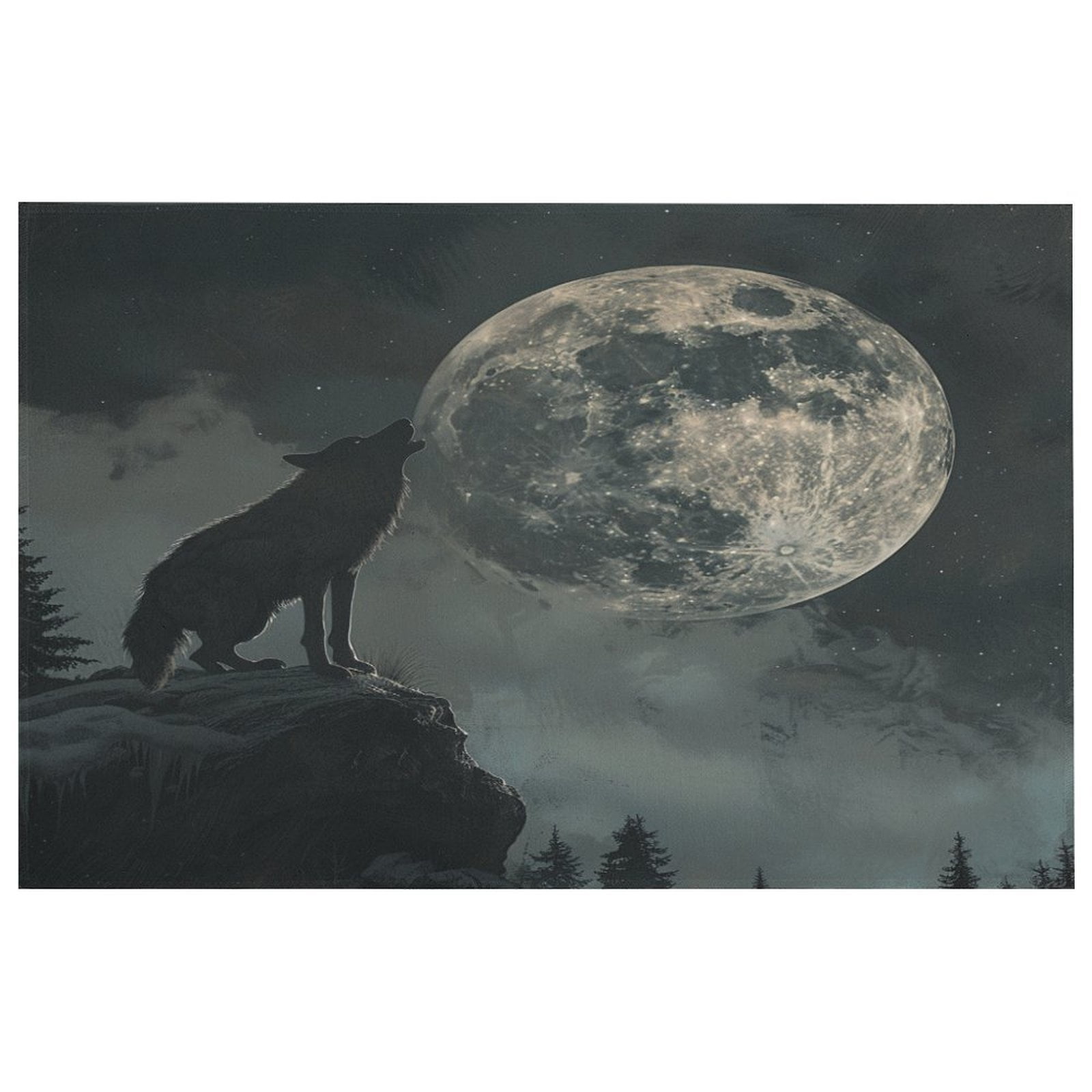 Wolf in The Dark Wind Adult Home Decor Bedroom Living Room Crystal ...