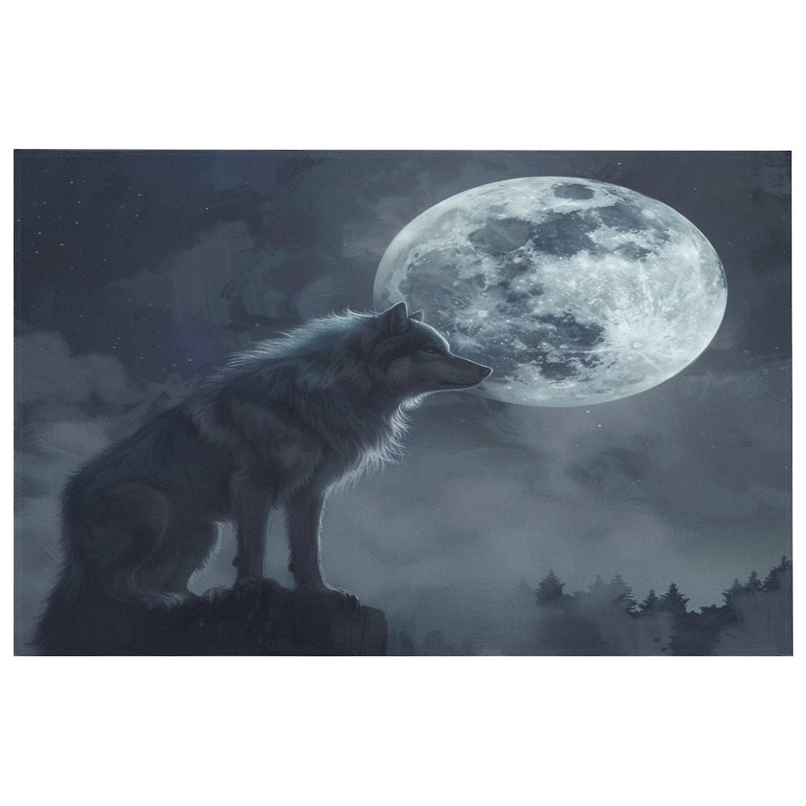 Wolf in The Dark Wind Adult Home Decor Bedroom Living Room Crystal ...