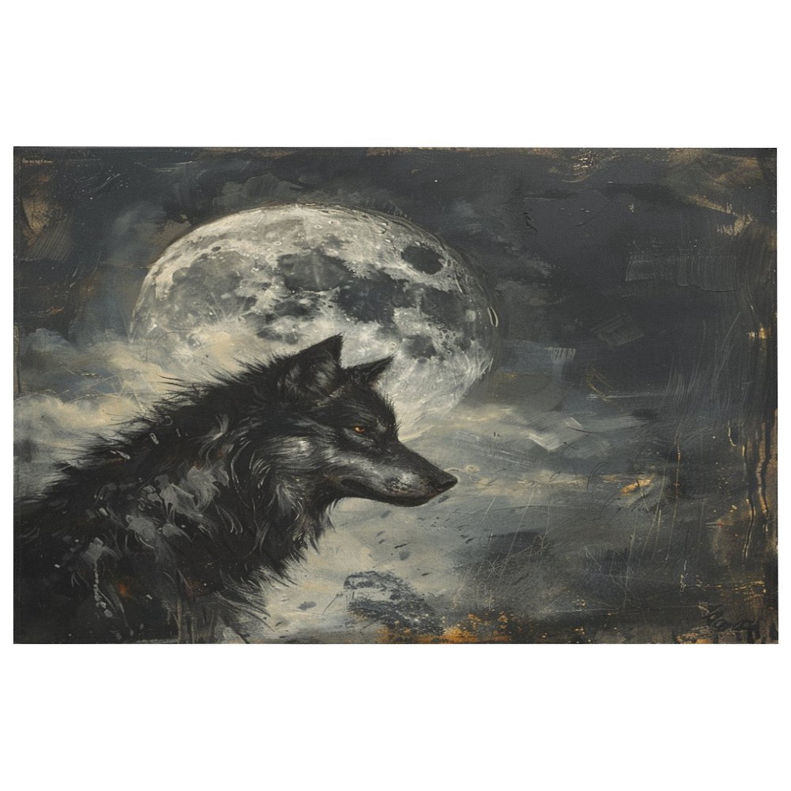 Wolf in The Dark Wind Adult Home Decor Bedroom Living Room Crystal ...