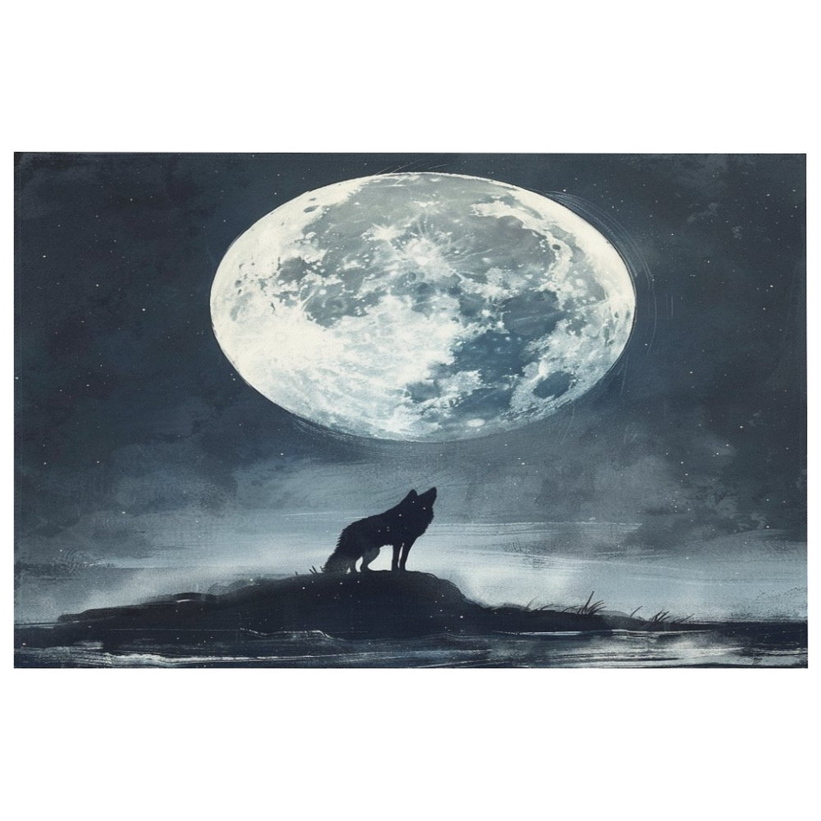 Wolf in The Dark Wind Adult Home Decor Bedroom Living Room Crystal ...