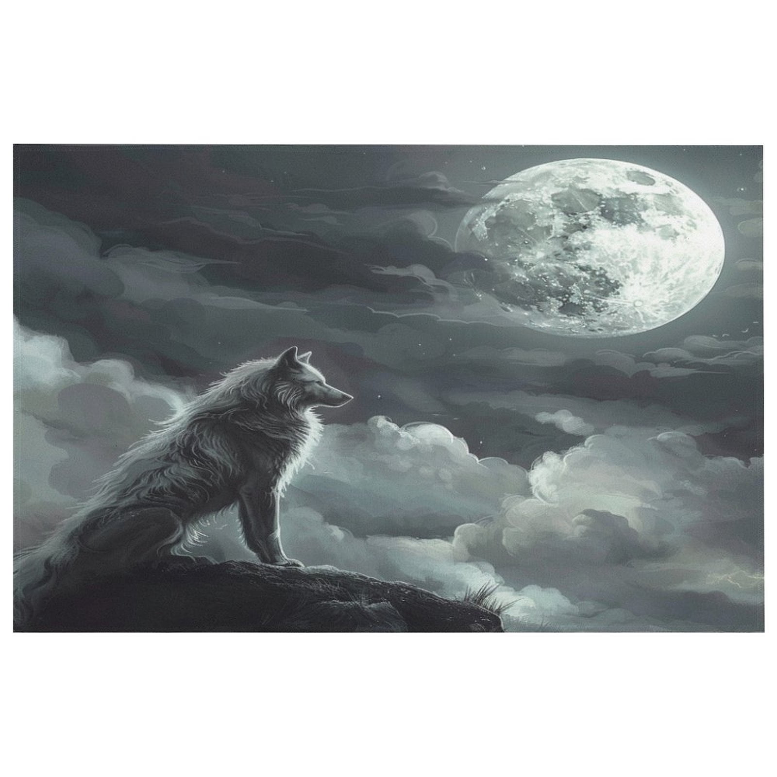 Wolf in The Dark Wind Adult Home Decor Bedroom Living Room Crystal ...