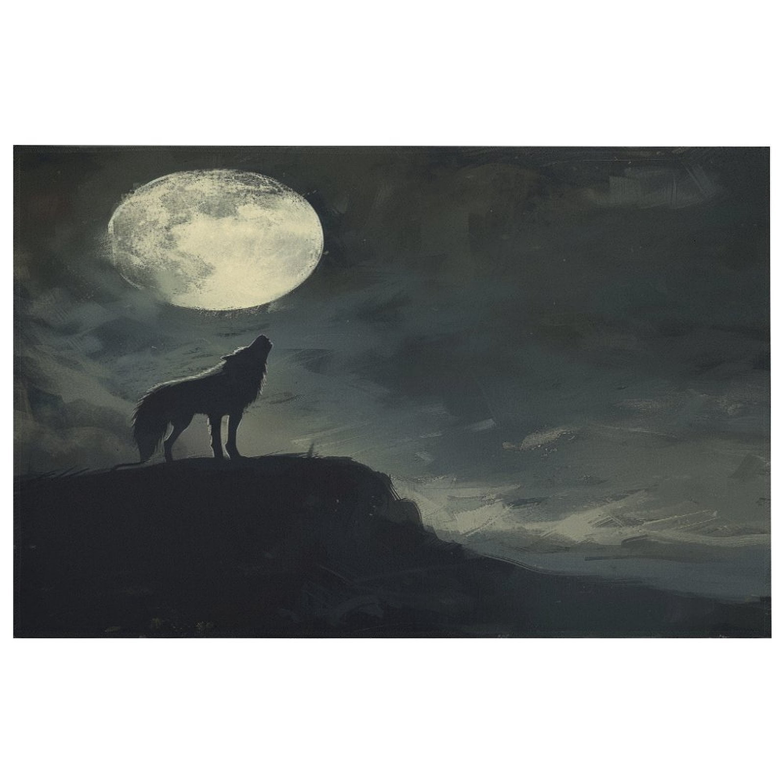 Wolf in The Dark Wind Adult Home Decor Bedroom Living Room Crystal ...