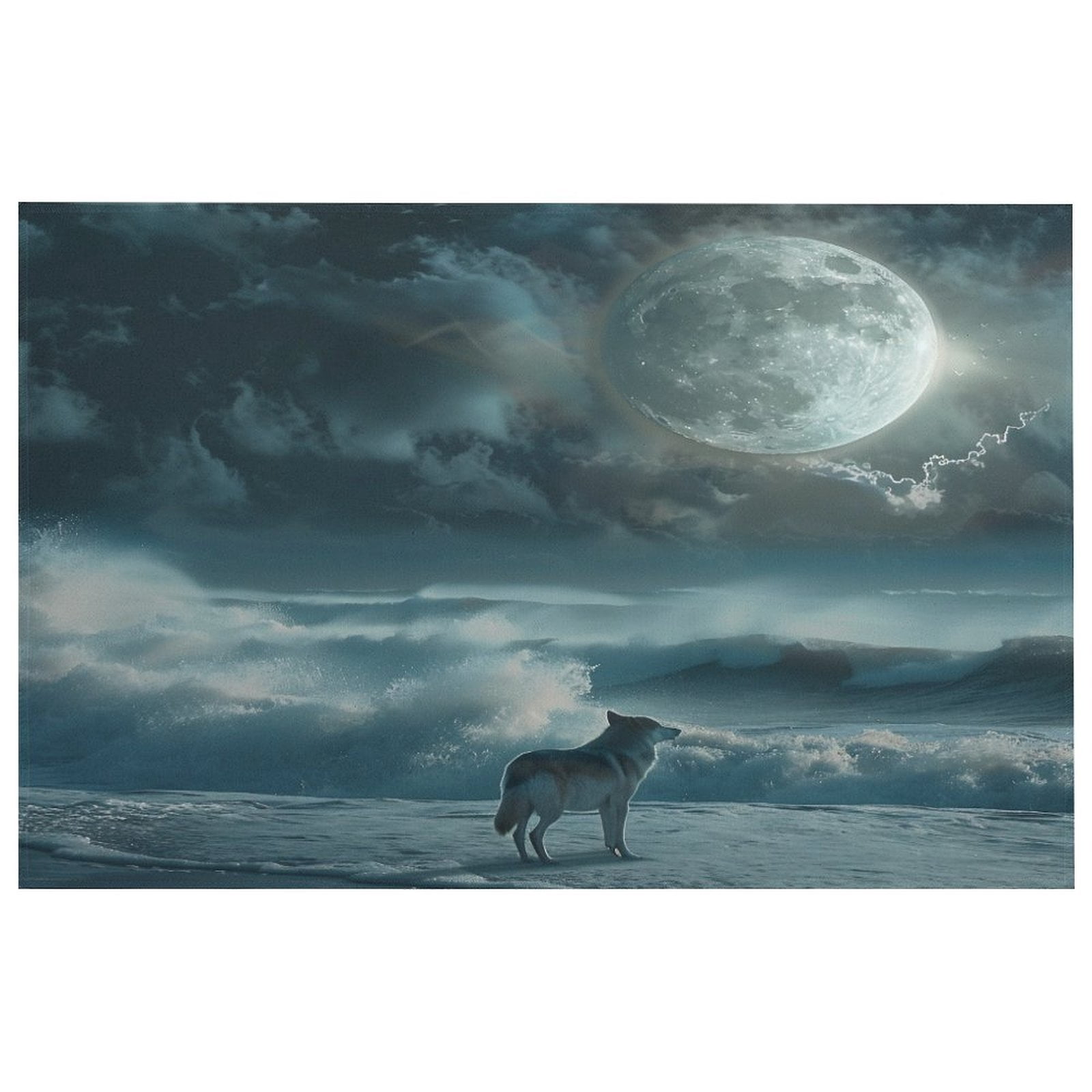 Wolf in The Dark Wind Adult Home Decor Bedroom Living Room Crystal ...