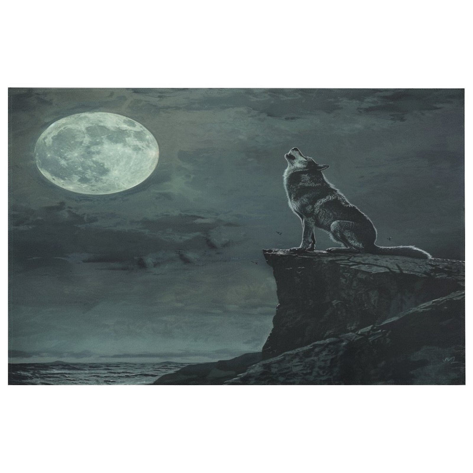 Wolf in The Dark Wind Adult Home Decor Bedroom Living Room Crystal ...
