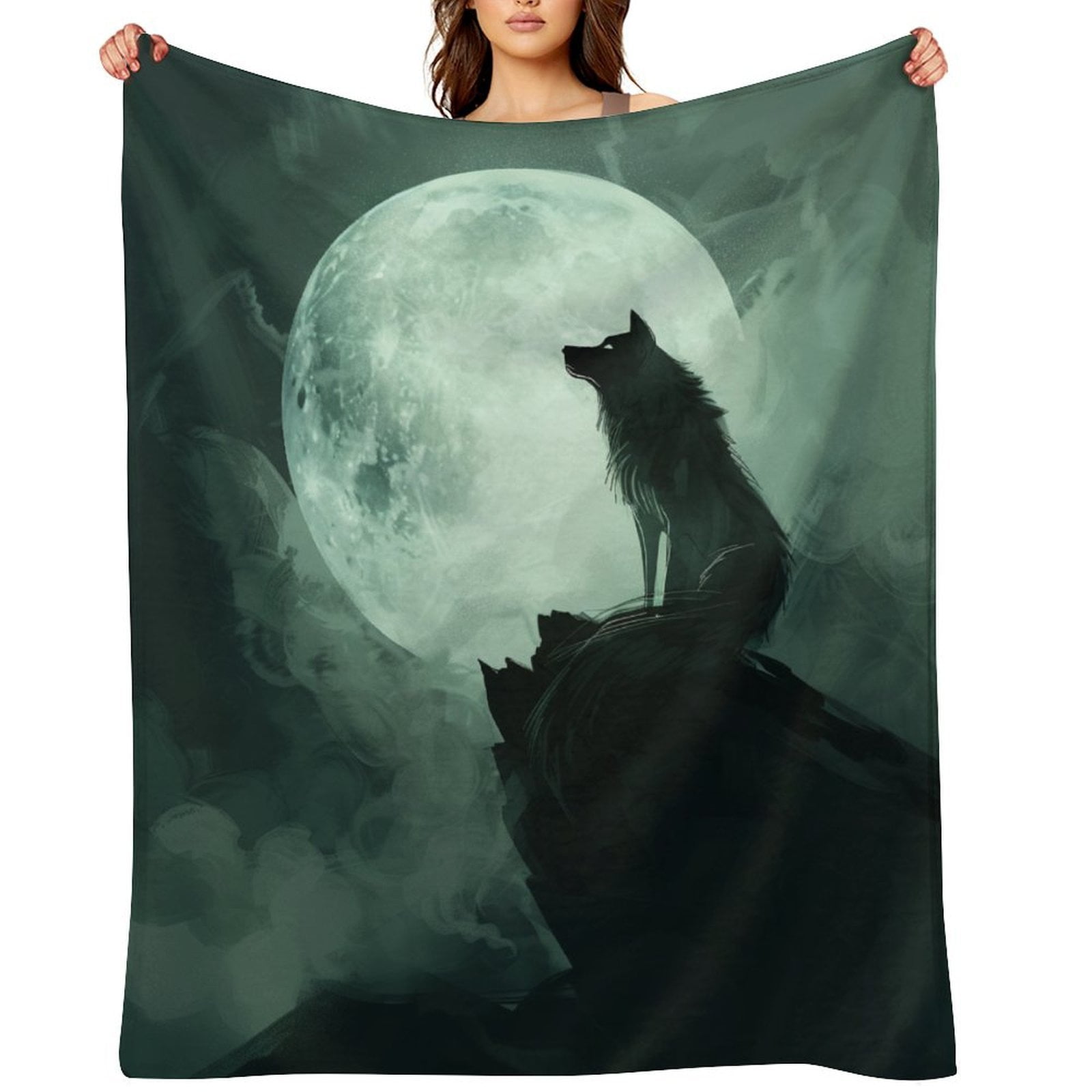 Wolf in The Dark Wind Flannel Plush Soft Fluffy Break Nap Blanket Cover ...