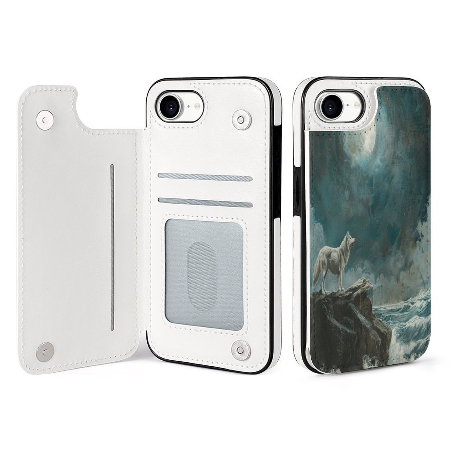 Wolf in The Dark Wind Leather Wallet Case for iPhone 16 Pro Max 16E ...