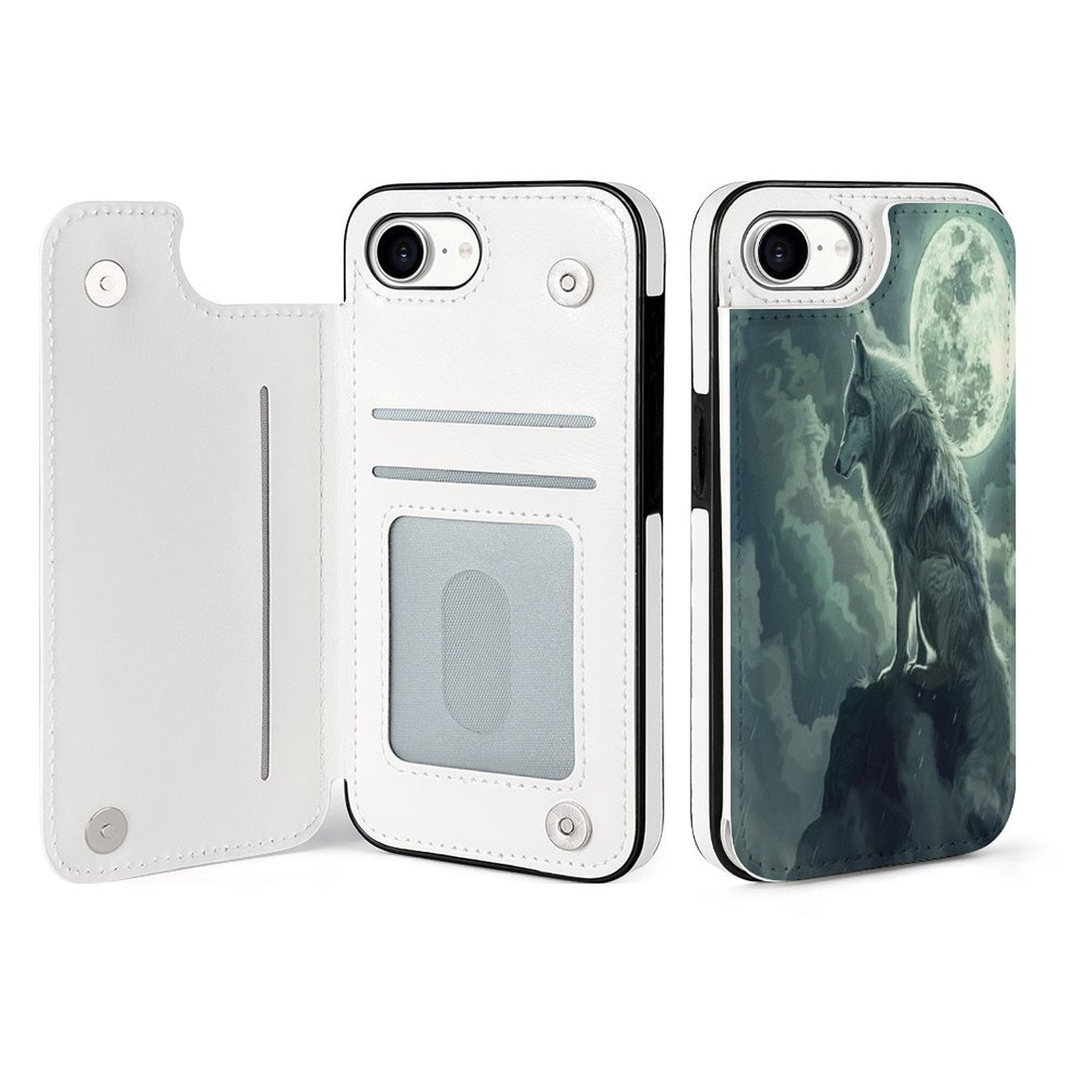 Wolf in The Dark Wind Leather Wallet Case for iPhone 16 Pro Max 16E ...