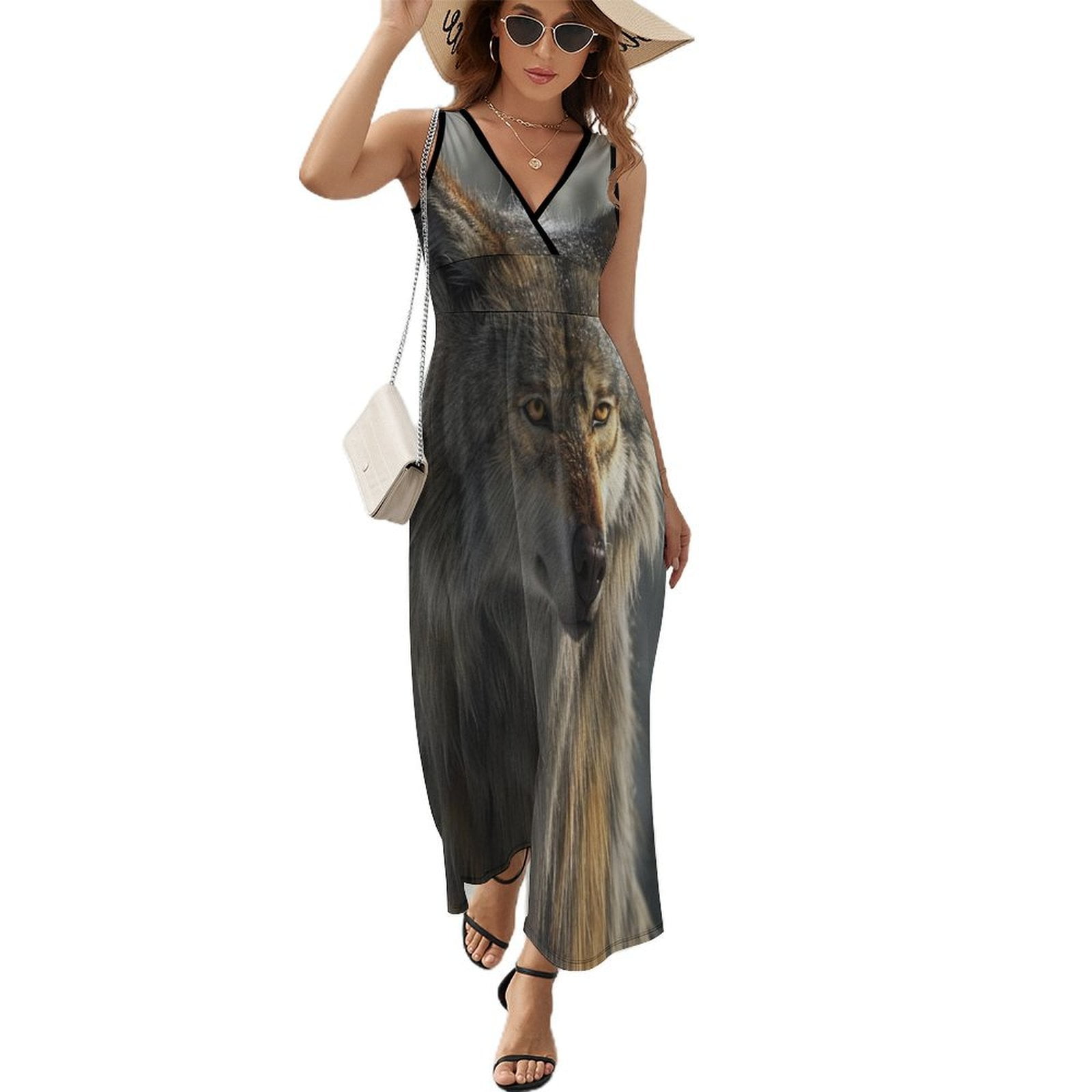 Wolf in Winter Forest Dress Fashion Boho Beach Long Dresses Female ...