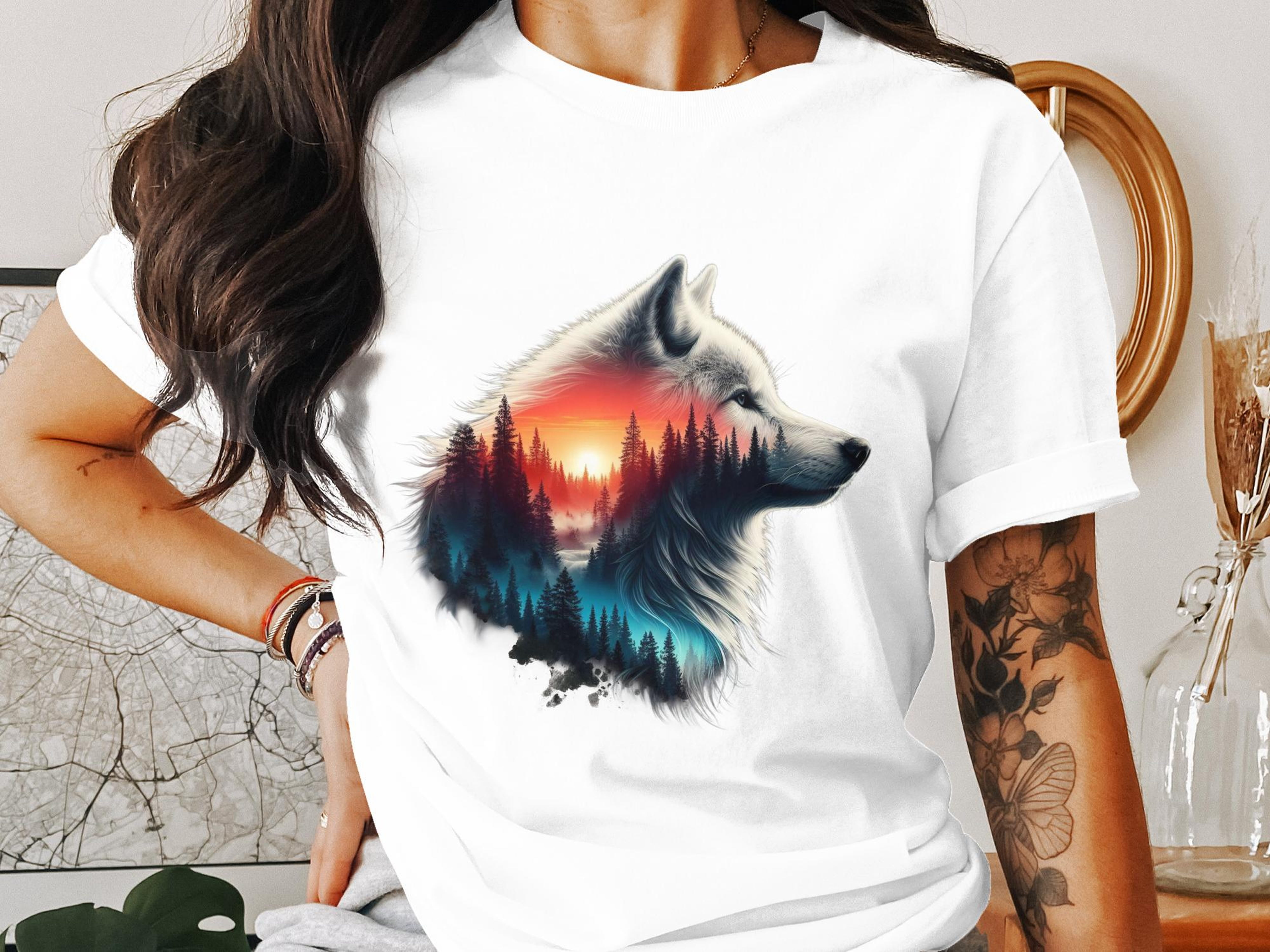 Wolf is majestic, Sunset is stunning, Hoodie is cozy, Tshirt is bold ...