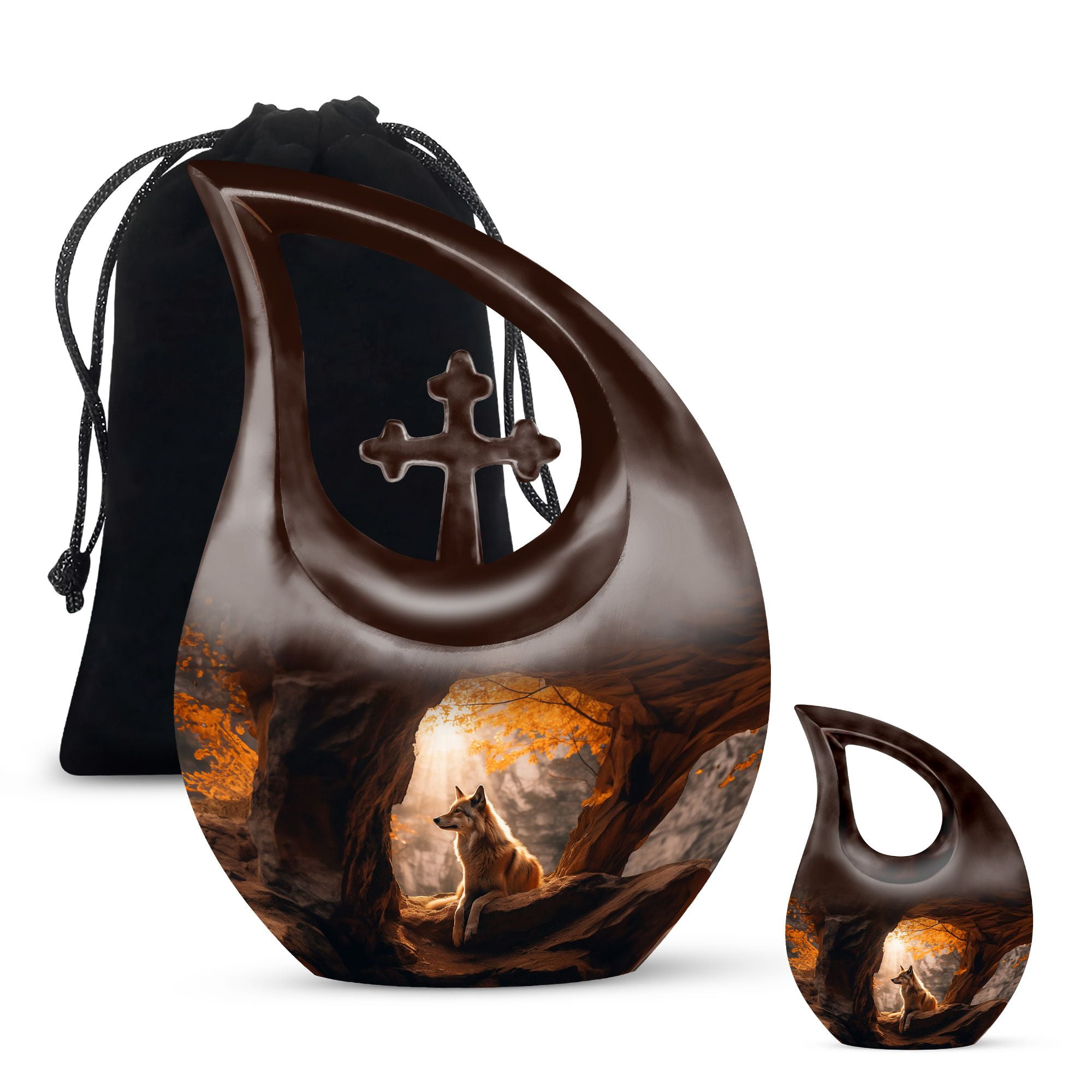 Wolf-natural-environment urn - funeral urns for adult ashes men & women ...