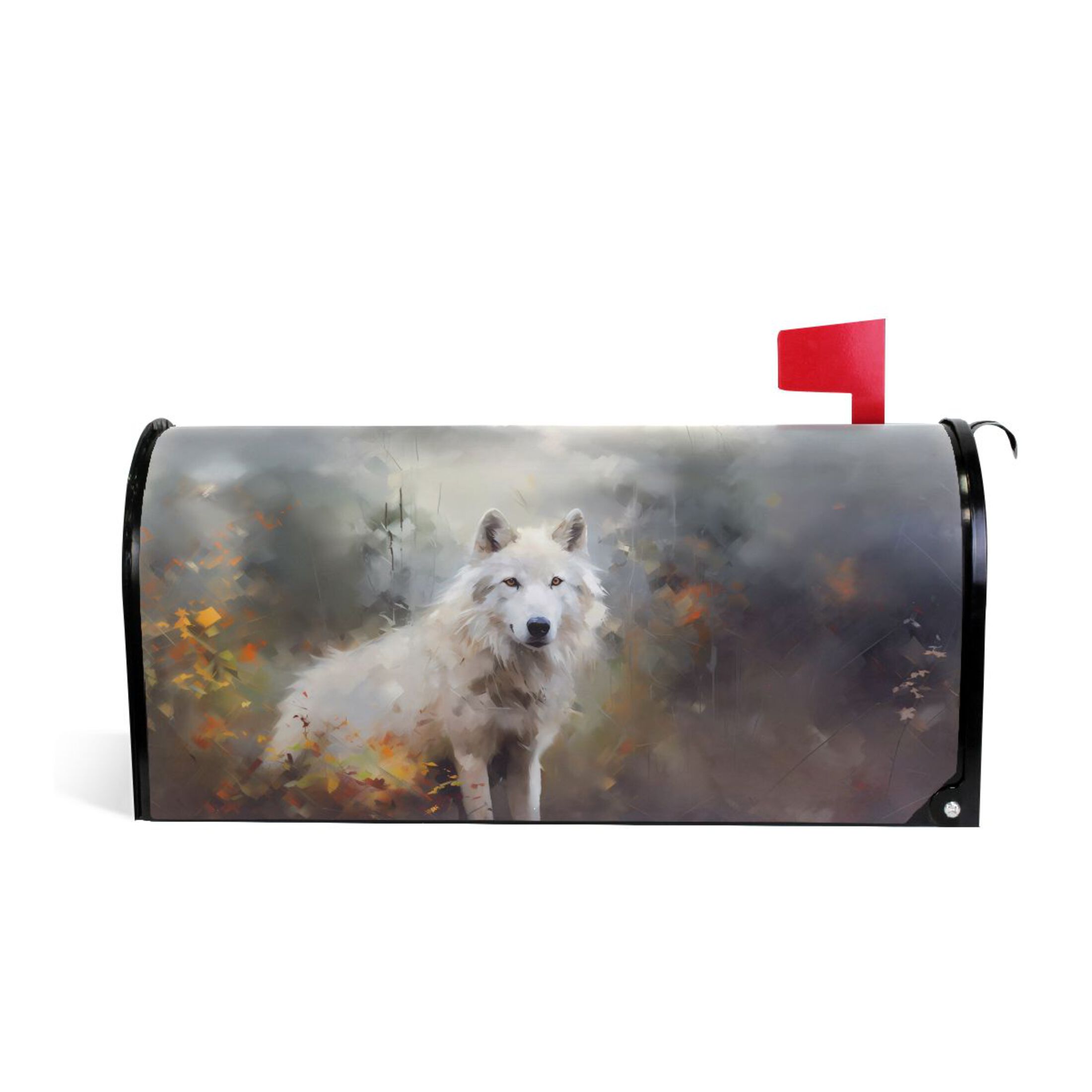 Wolf on Fire Magnetic Mailbox Covers Garden Post Box Wraps Yard Decor ...