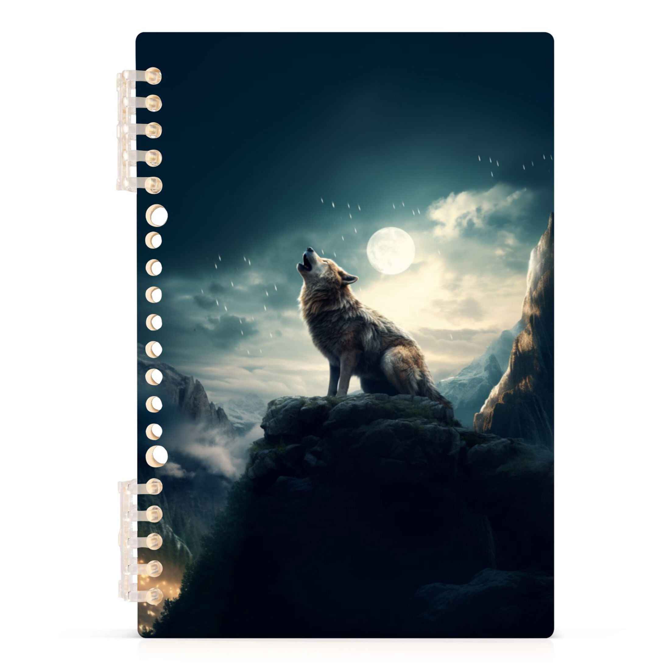 Wolf on Mountain Howl Spiral Journal Notebook College Ruled Notebook 8. ...