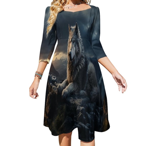 Wolf on Rocky Cliff Dress Summer Dresses Woman Street Style Big Size ...