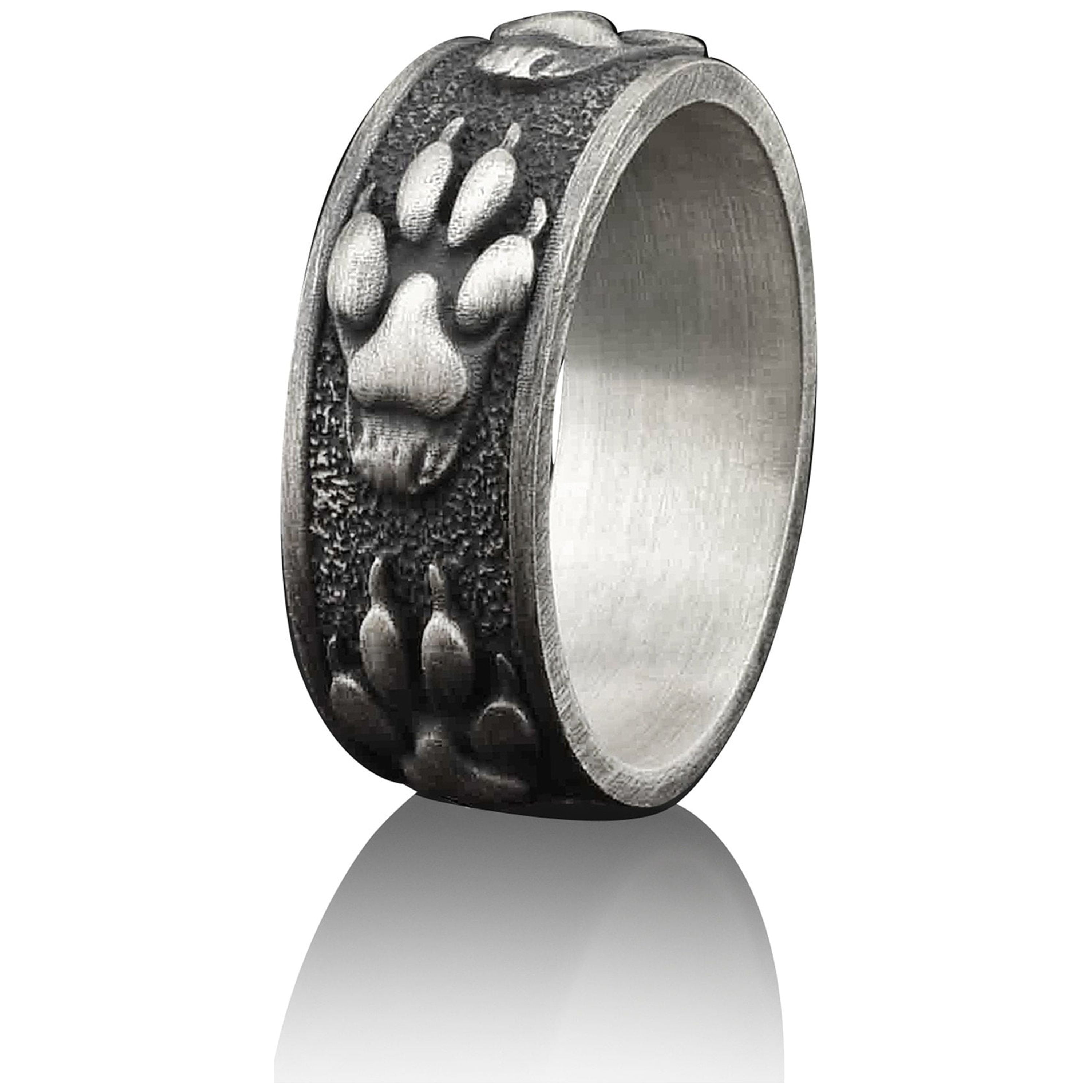Wolf paw handmade sterling silver men band ring, Silver wolf claw men ...