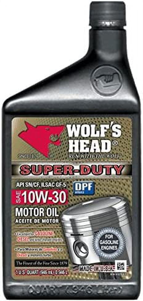 Wolf's Head Super Duty 10W-30 Engine Motor Oil, 1 Quart, Bulk Pack of ...