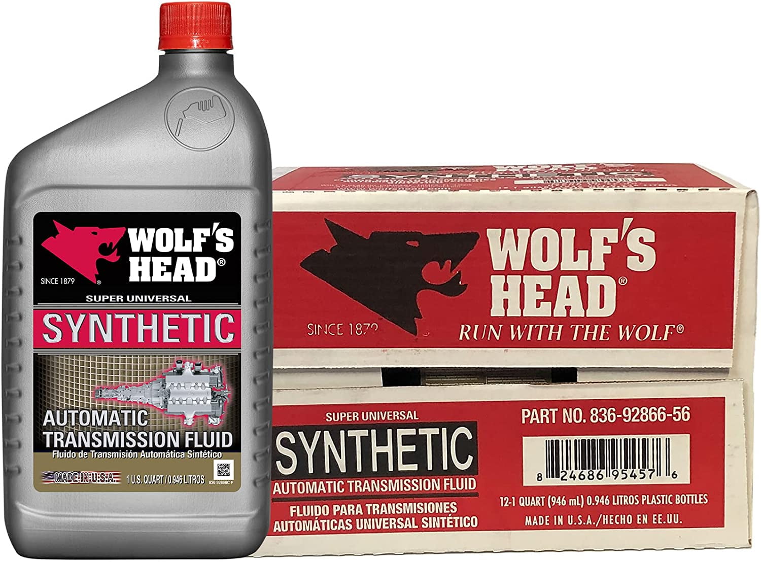 Wolf's Head Super Universal Synthetic Automatic Transmission Fluid (836-92866-56) 1 Quart Bottle ...