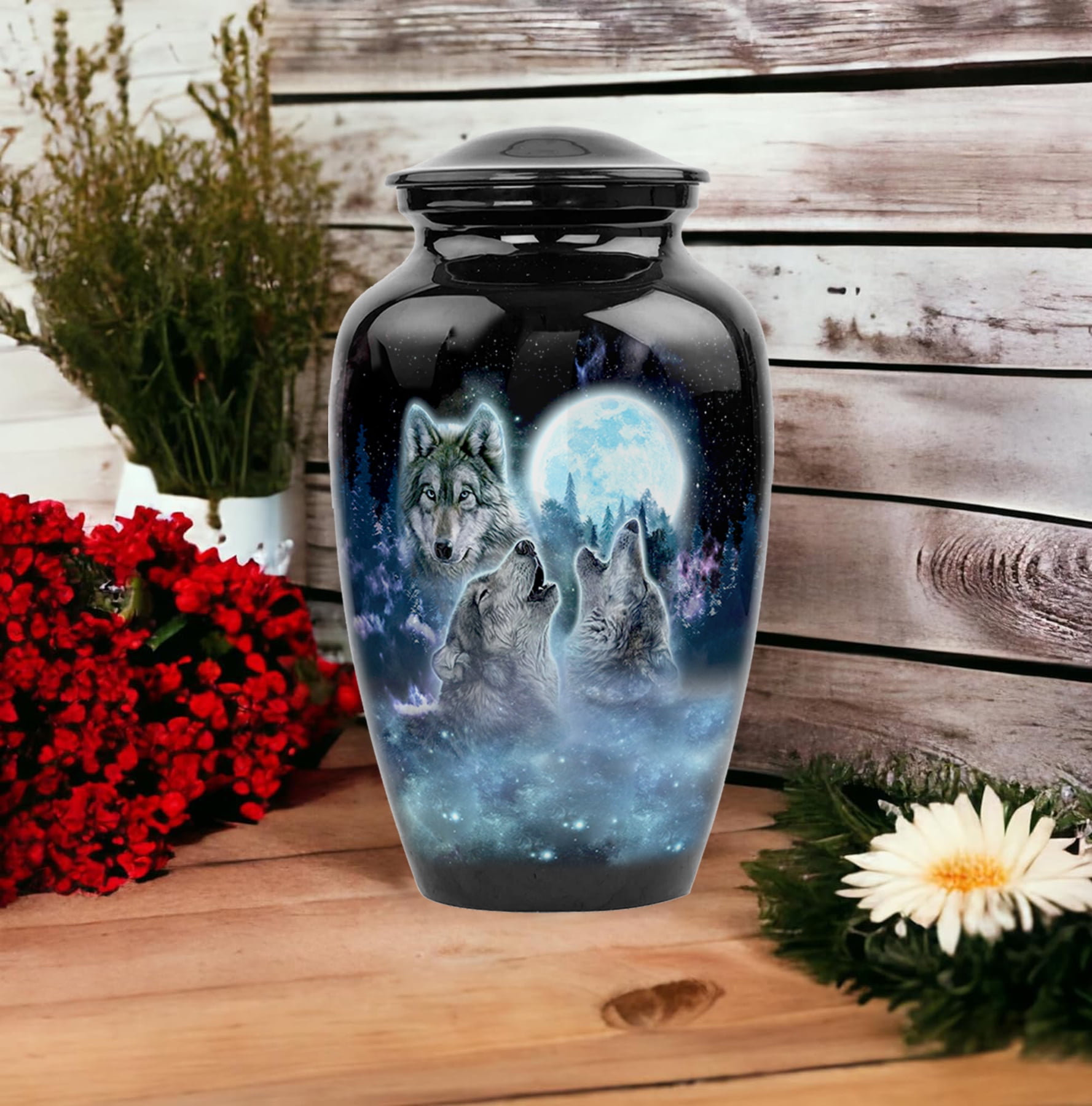 Wolf urn, Adult Cremation Urns for Ashes- Adult Classic 3 Wolves ...