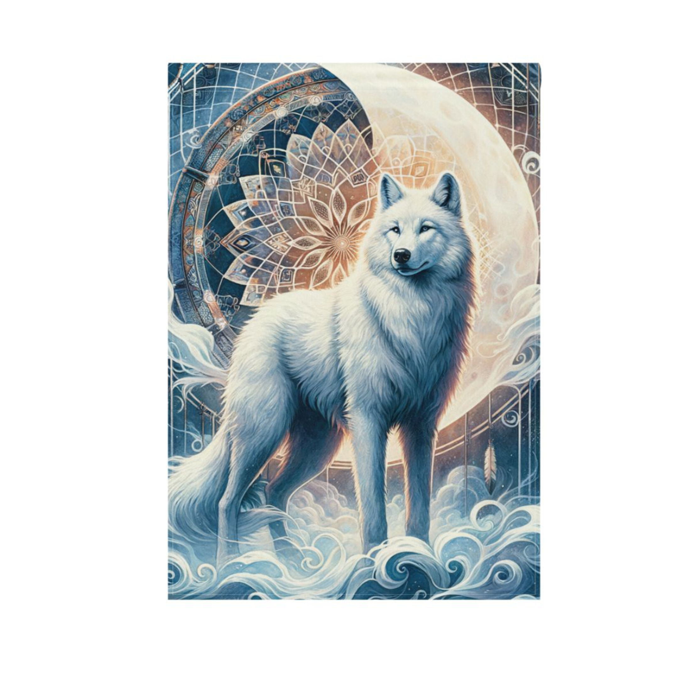 Wolf with Bright Moon Garden Flag 28X40 Double Sided Yard Flags for ...