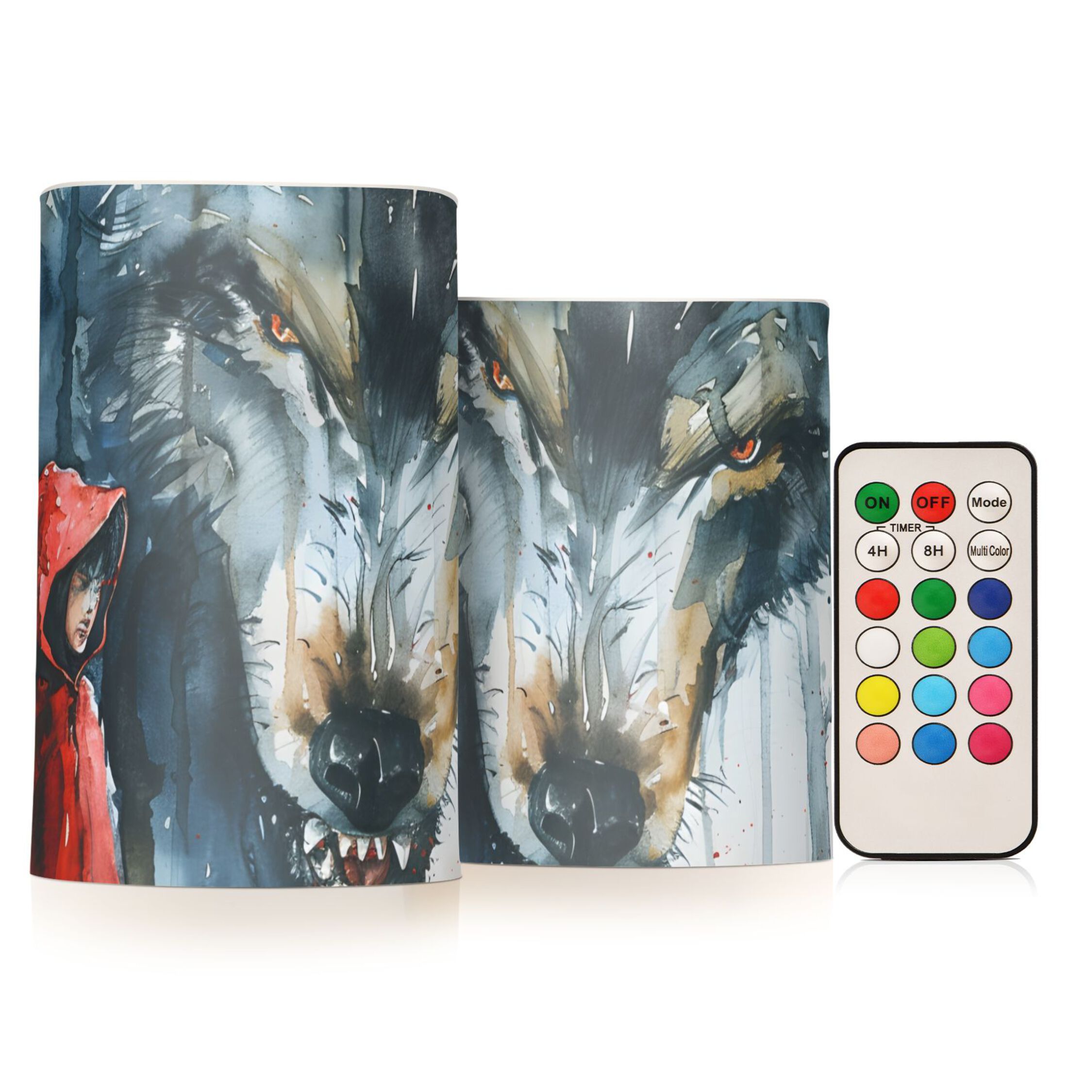 Wolf with Girl in Forest Flameless Candles with Remote Timer LED ...