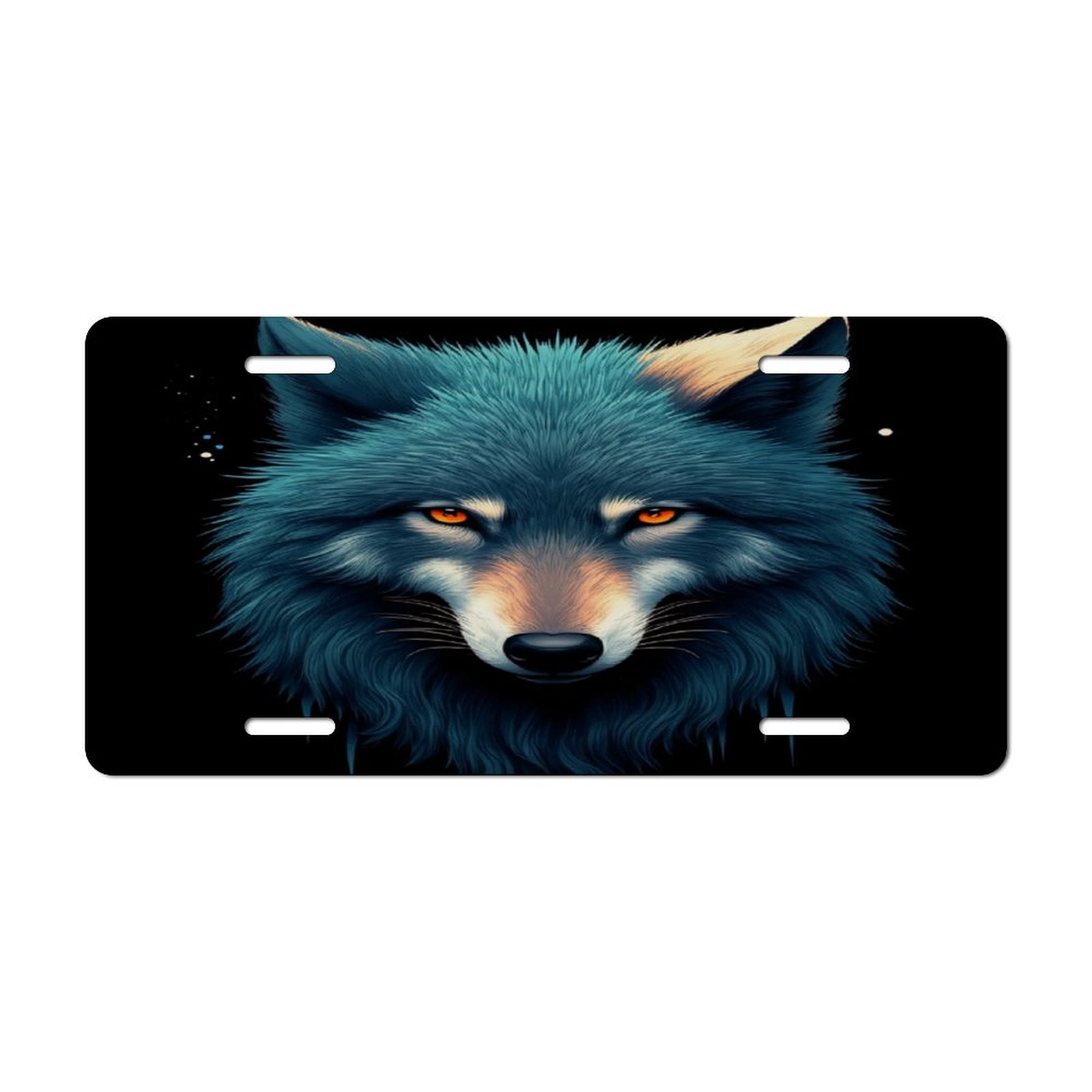 Wolf with Glowing Eyes License Plate Lightweight Aluminum Automotive ...