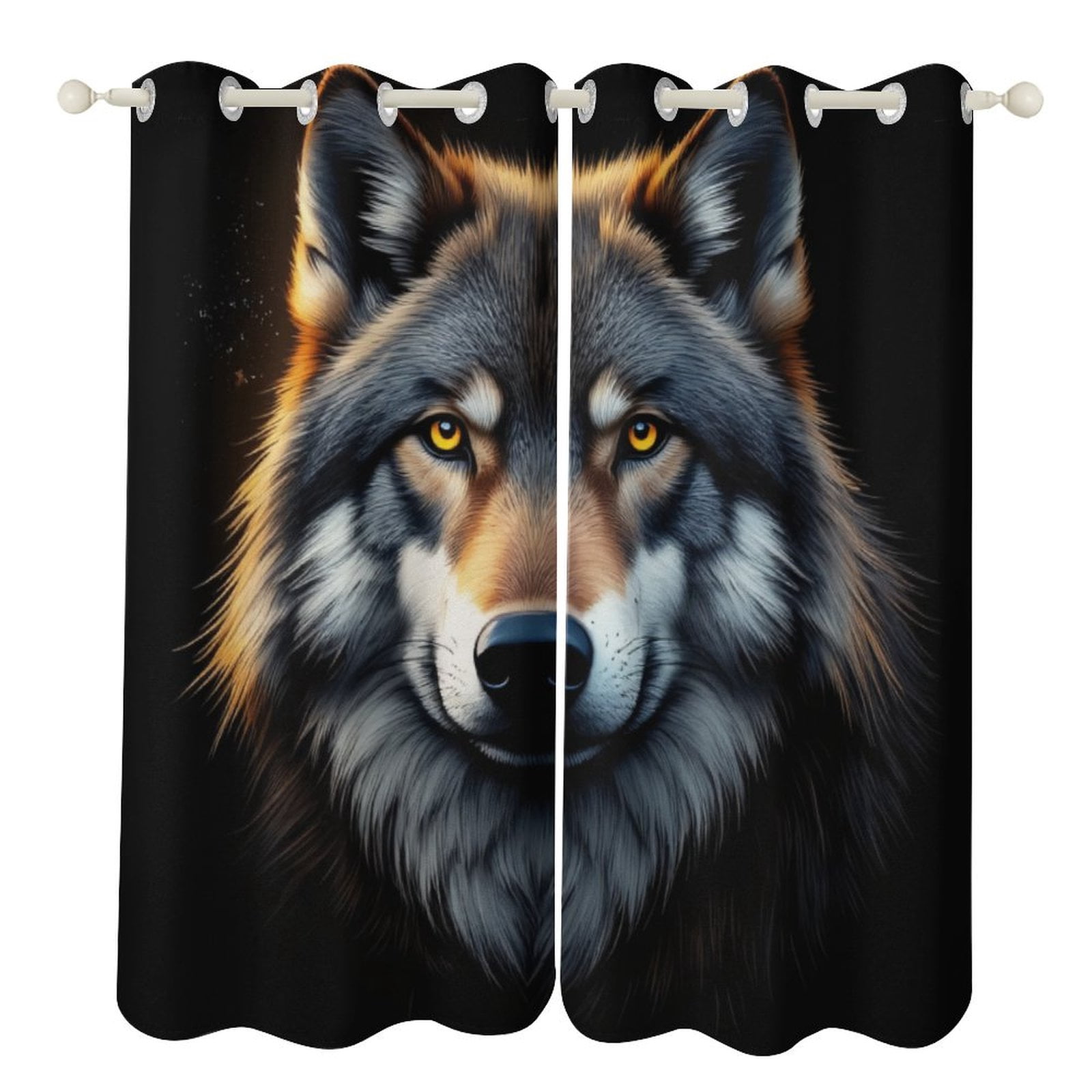 Wolf with Glowing Eyes Luxury Window Curtains Blinds for Living Room ...