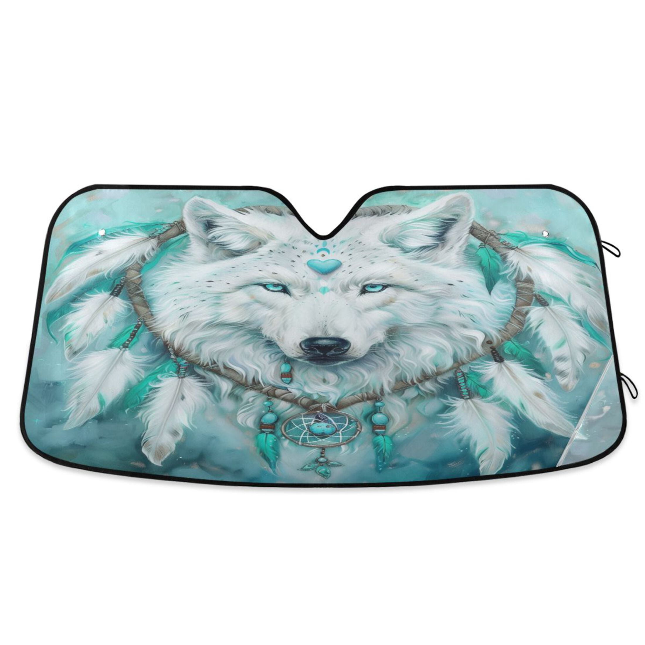 Wolf with Heart Ring Car Windshield Sun Shade Foldable Car Front Window ...