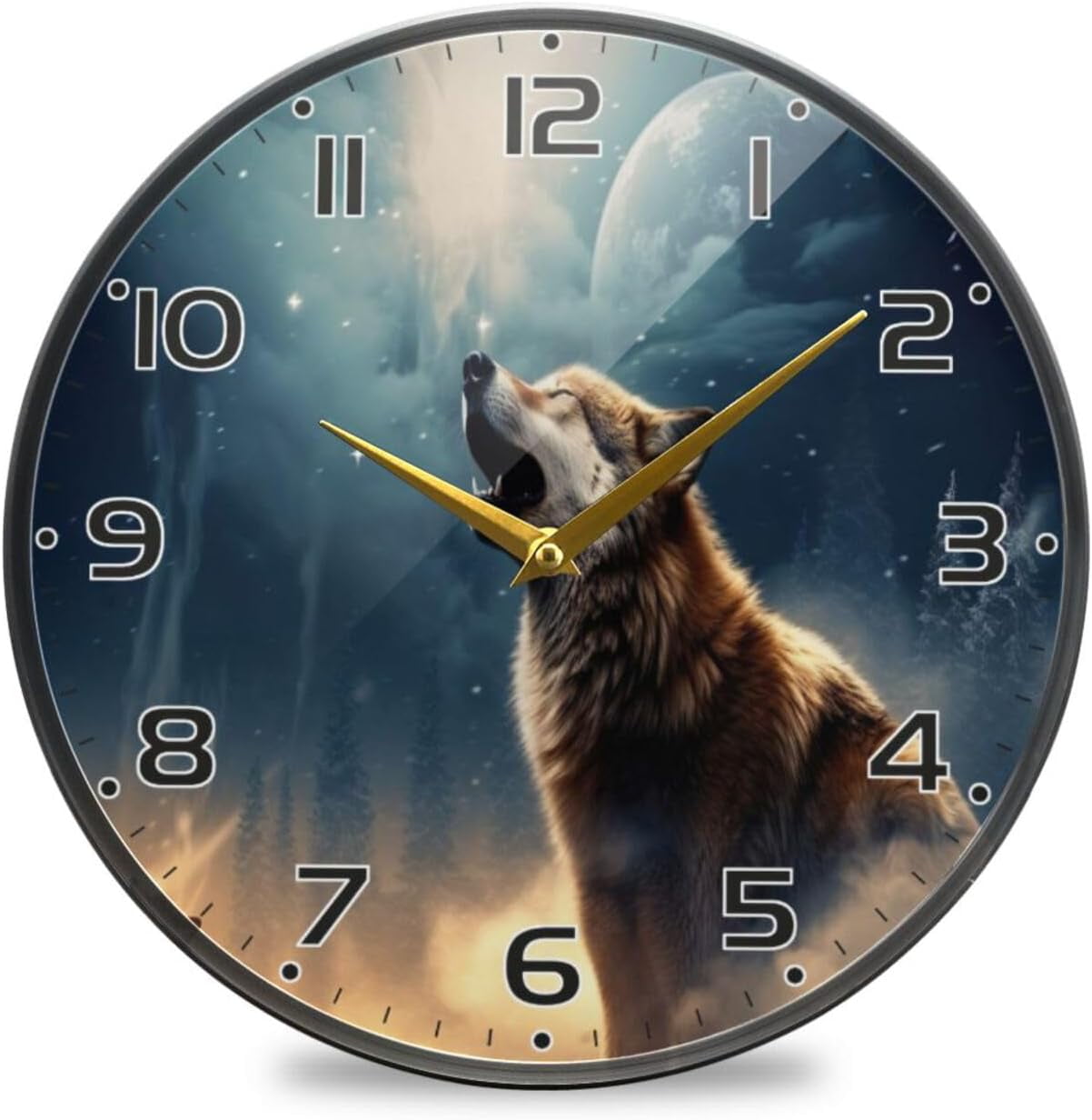Wolf21 Wall Clock Round Silent Non Ticking Battery Operated Accurate ...