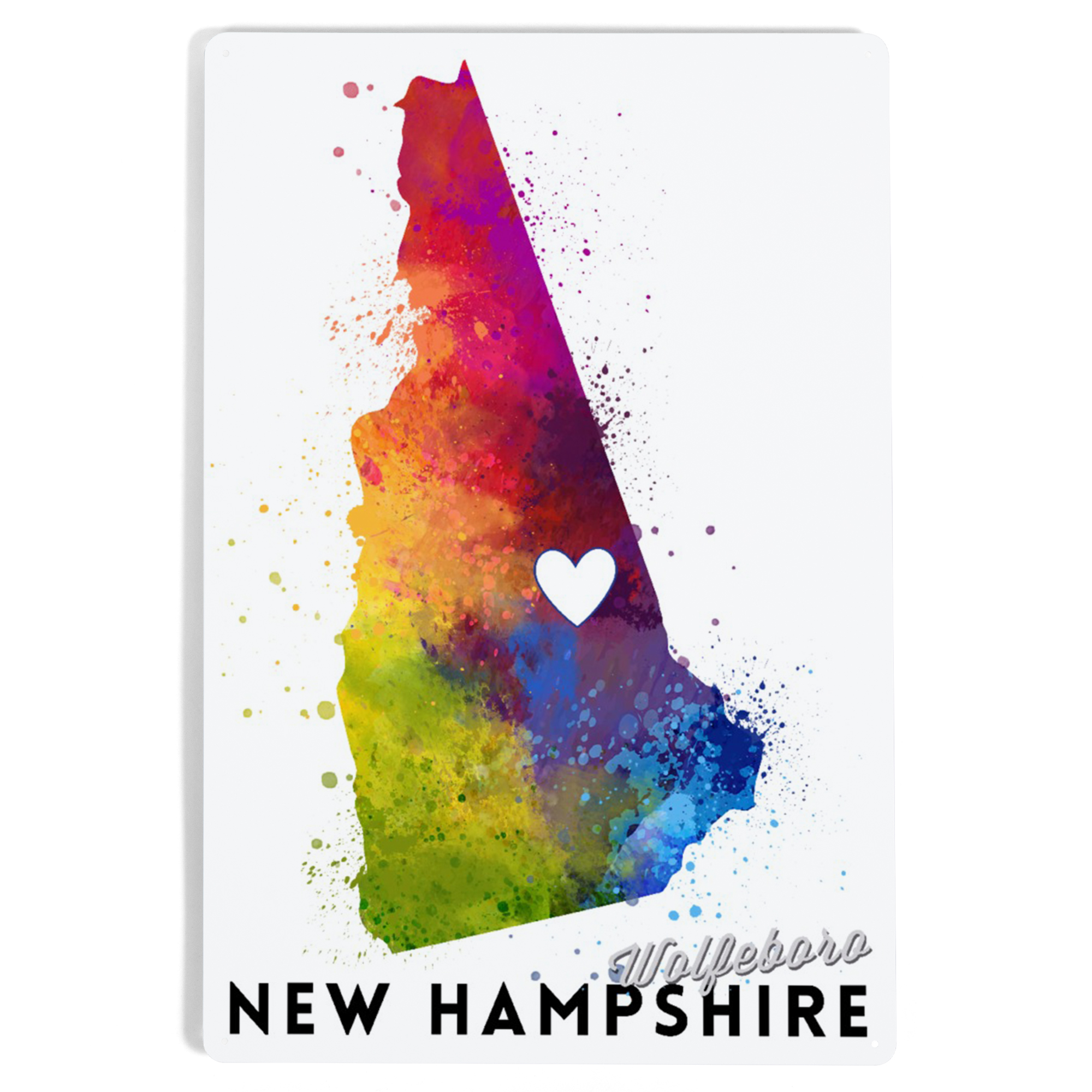 Wolfeboro, New Hampshire, State Abstract Watercolor (12x18 Aluminum Art ...