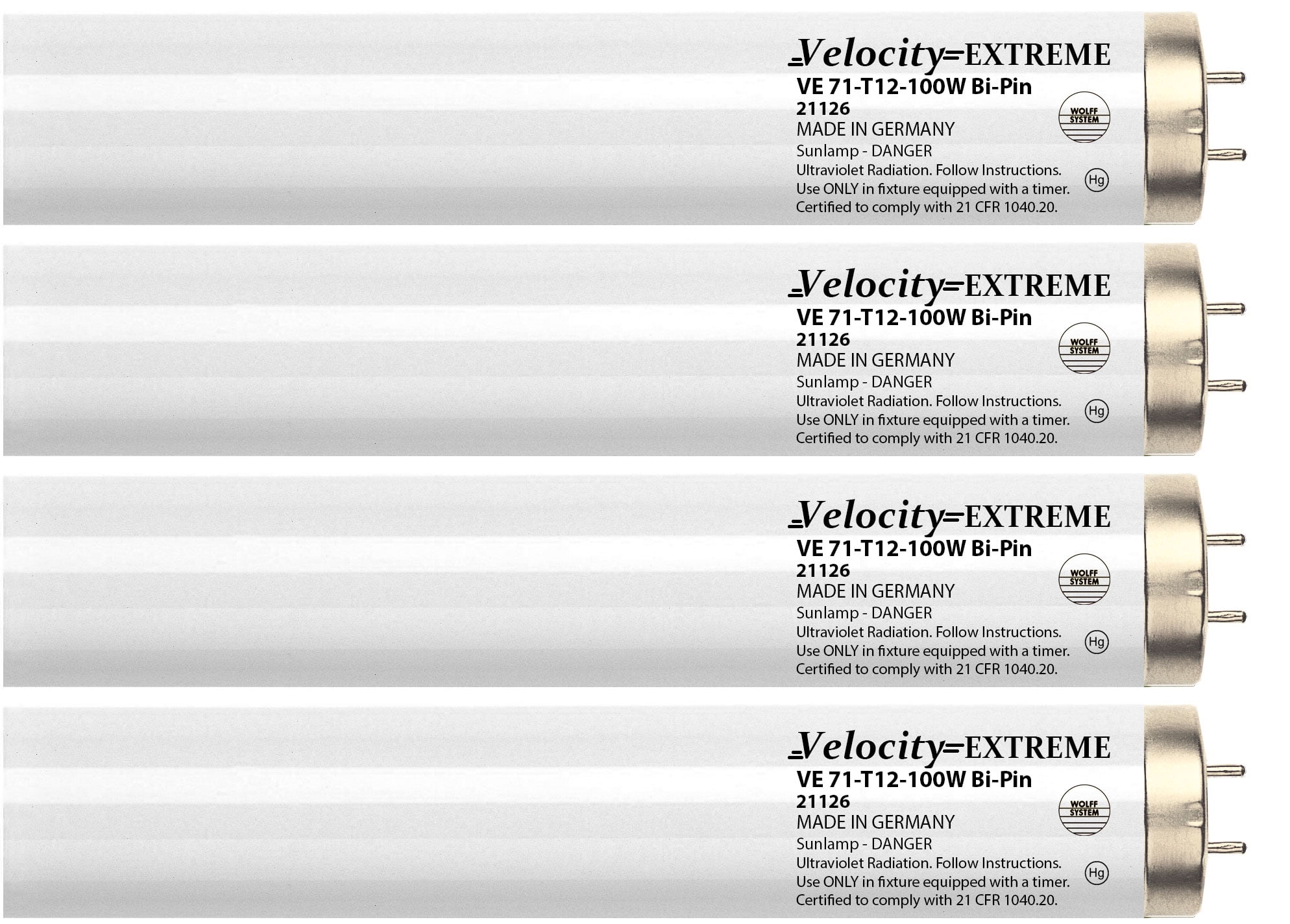 Wolff System Velocity Extreme F71T12 100W Bipin Tanning Lamps ...