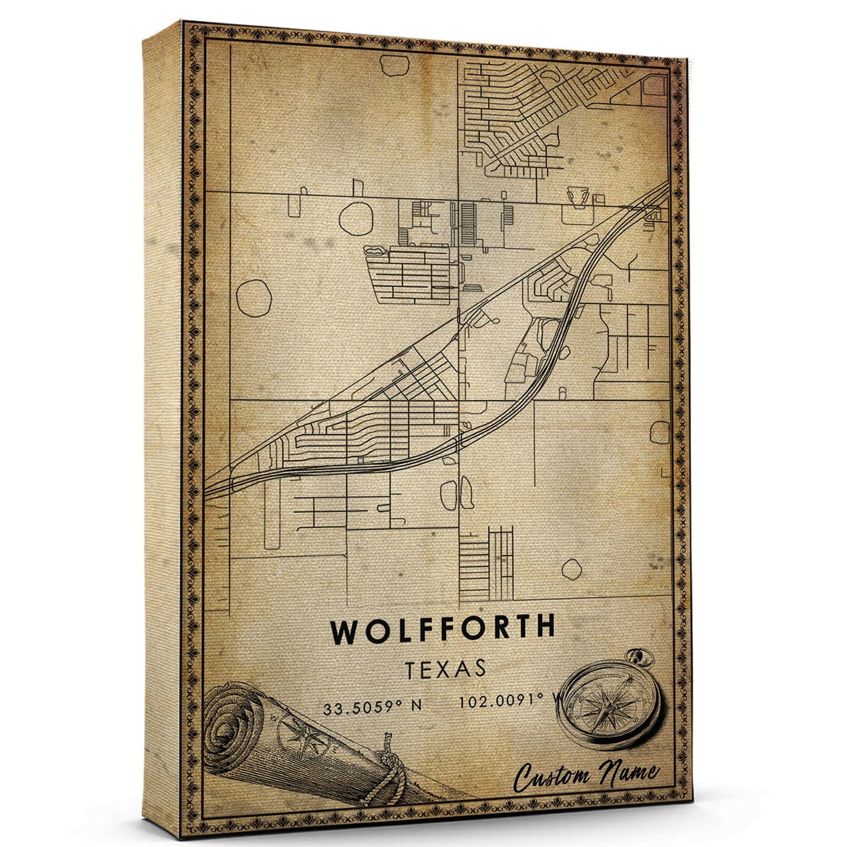 Wolfforth Map Poster, Texas Map Art Poster, Canvas, Wolfforth Map City ...
