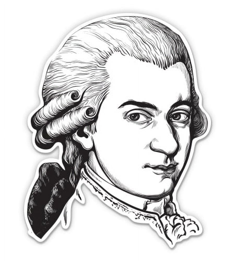 Wolfgang Amadeus Mozart - 3" Vinyl Sticker - For Car Laptop I-Pad Phone ...