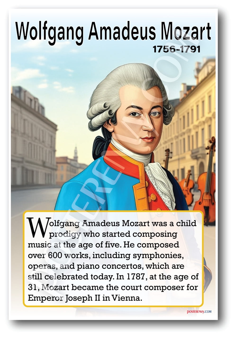 Wolfgang Amadeus Mozart - Classical Composer - Biography Poster 18 x 12 ...