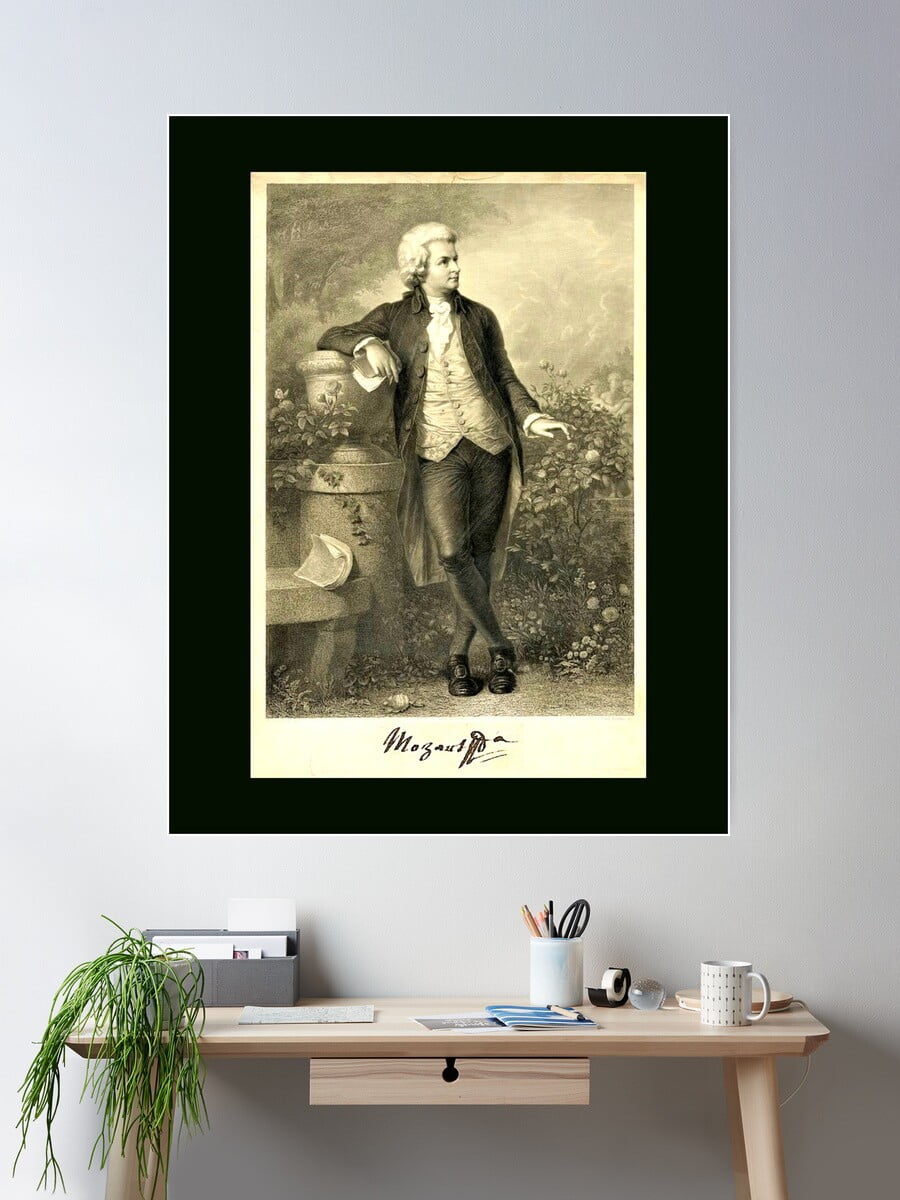 Wolfgang Amadeus Mozart ~ Portrait With Signature Poster Wall Art ...