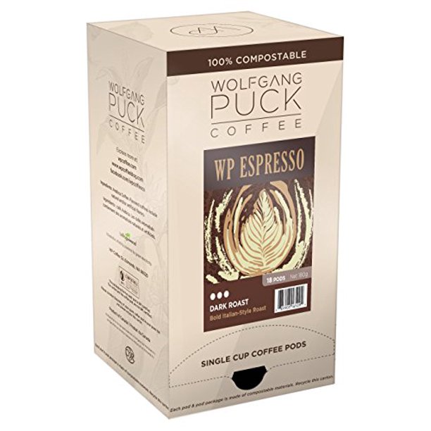 Wolfgang Puck Coffee, Espresso, 9.5 Gram Soft Pods, 18 Count (Pack of 1 ...