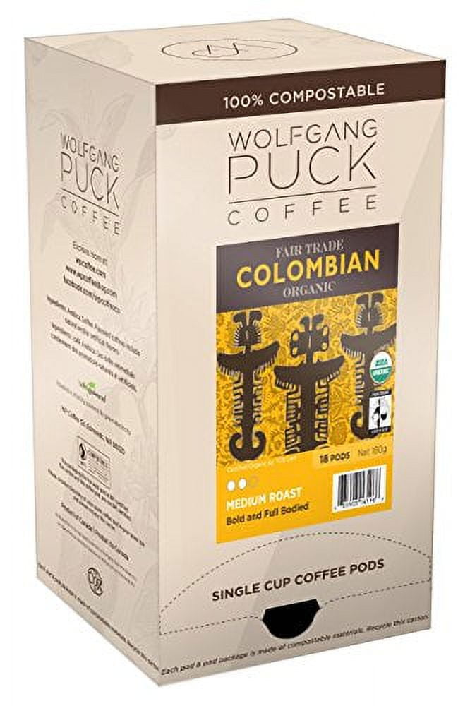 Wolfgang Puck Coffee, Organic Fair Trade, Colombian Coffee, 9.5 Gram ...