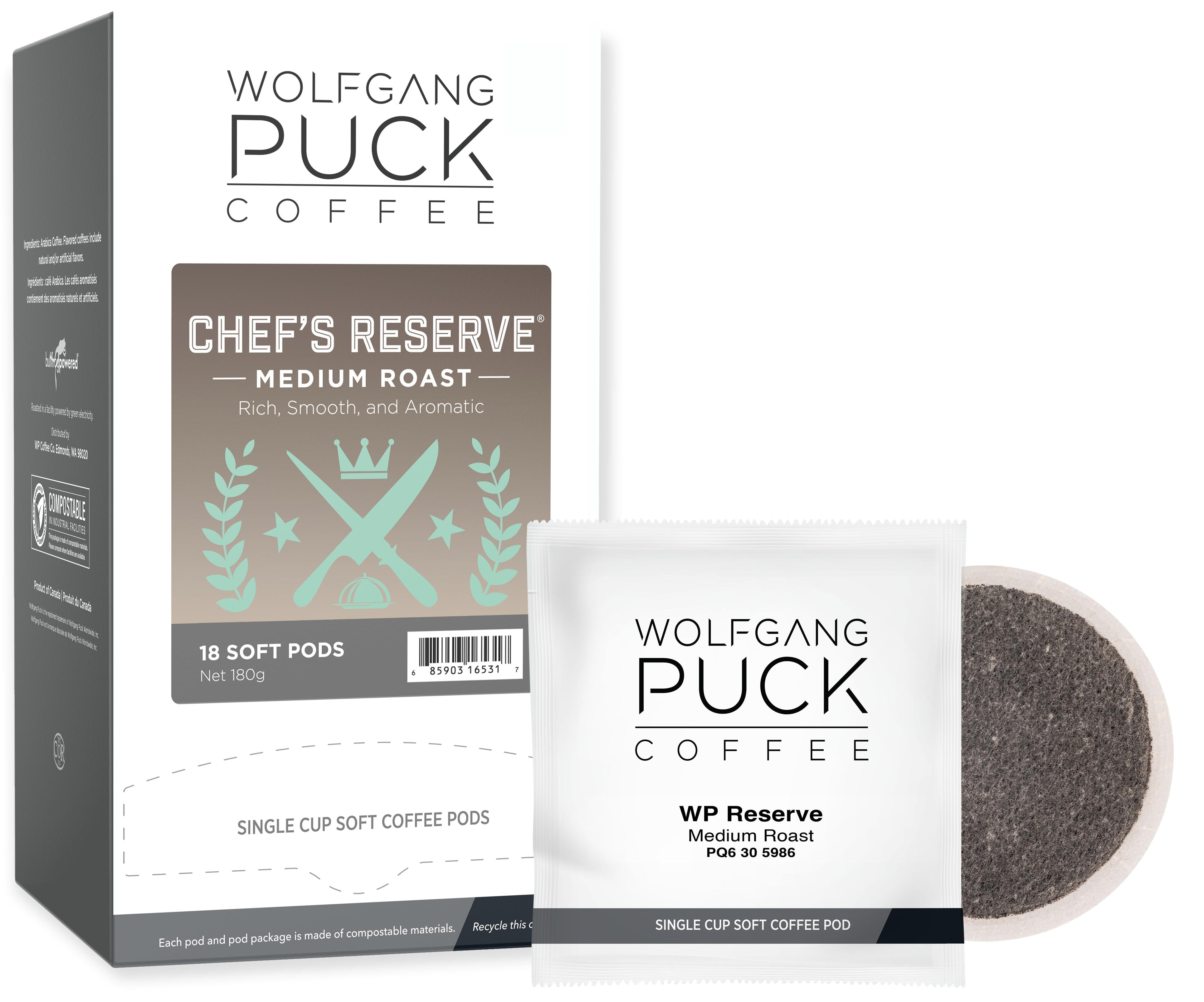 Wolfgang Puck Coffee Soft Pods, Chef's Reserve, 18 count (Pack of 6 ...